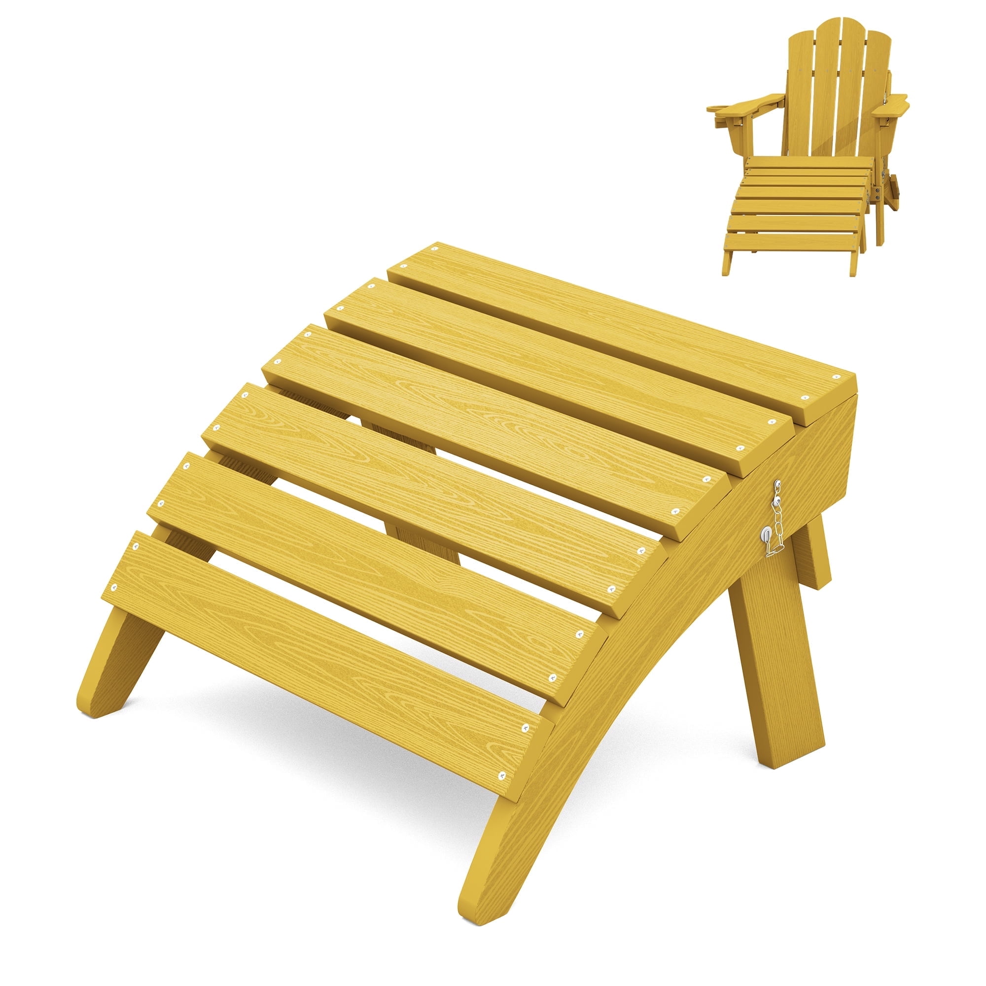 KINGYES Folding Adirondack Ottoman, HDPE Outdoor Foot Rest, Plastic ...