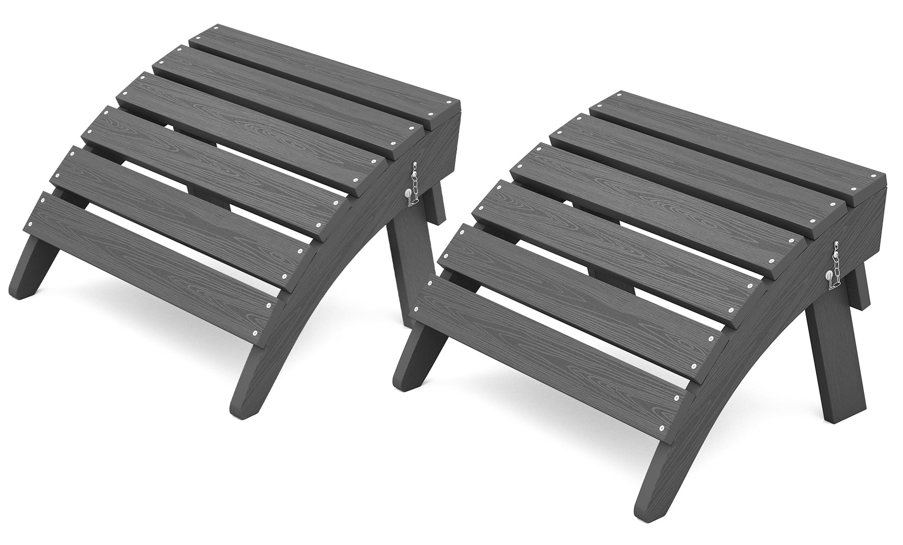 KINGYES Folding Adirondack Ottoman Set of 2, HDPE Outdoor Foot Rest ...
