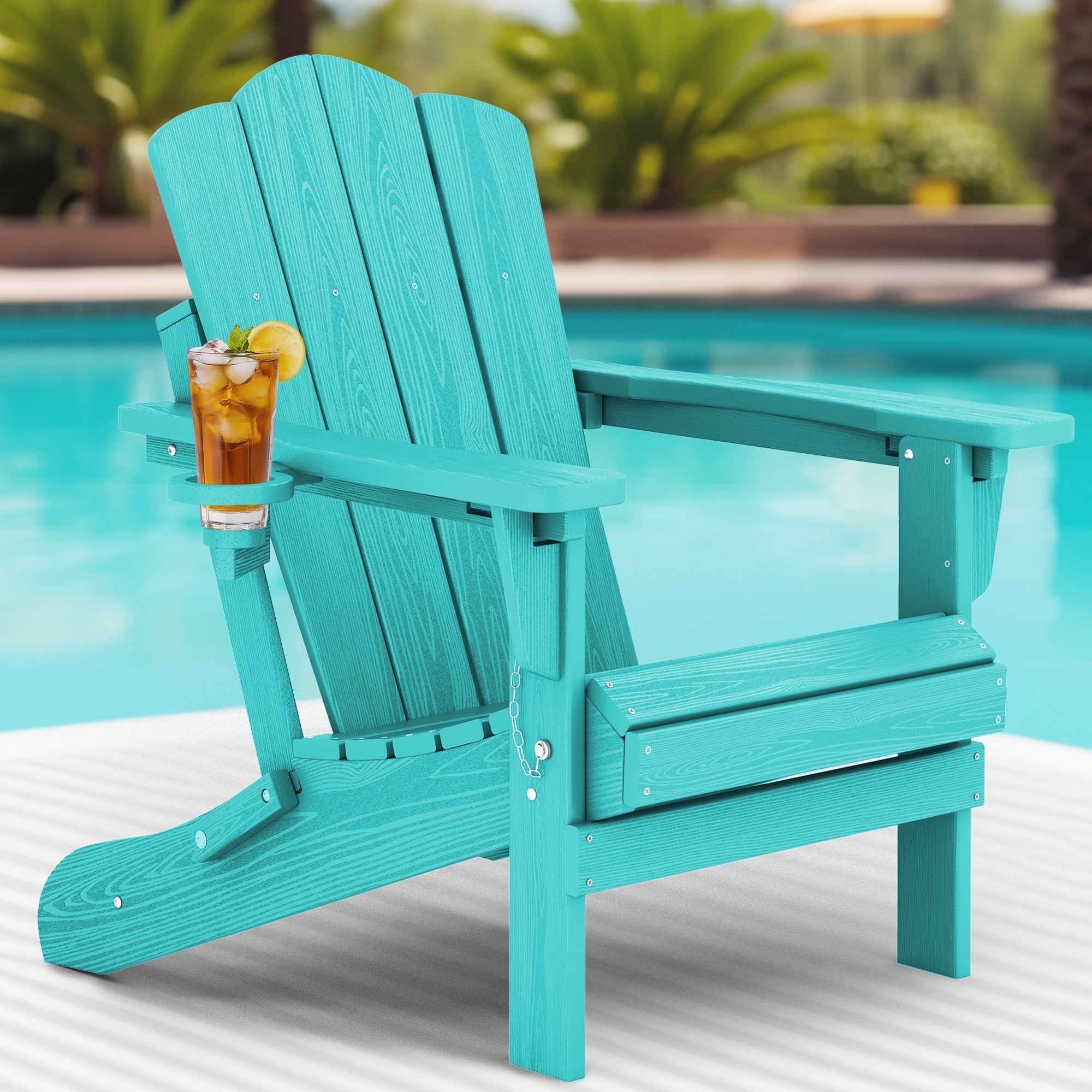 KINGYES Folding Adjustable Adirondack Chair, All Weather Use Reclining Adirondack Chair, HDPE ...
