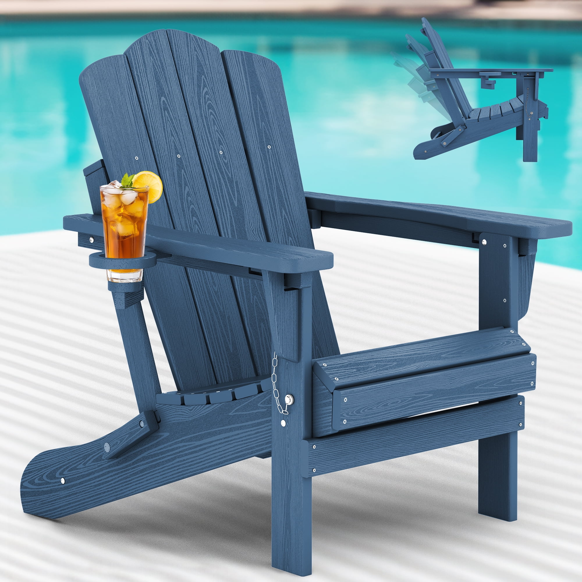 KINGYES Folding Adjustable Adirondack Chair, All Weather Use Reclining ...