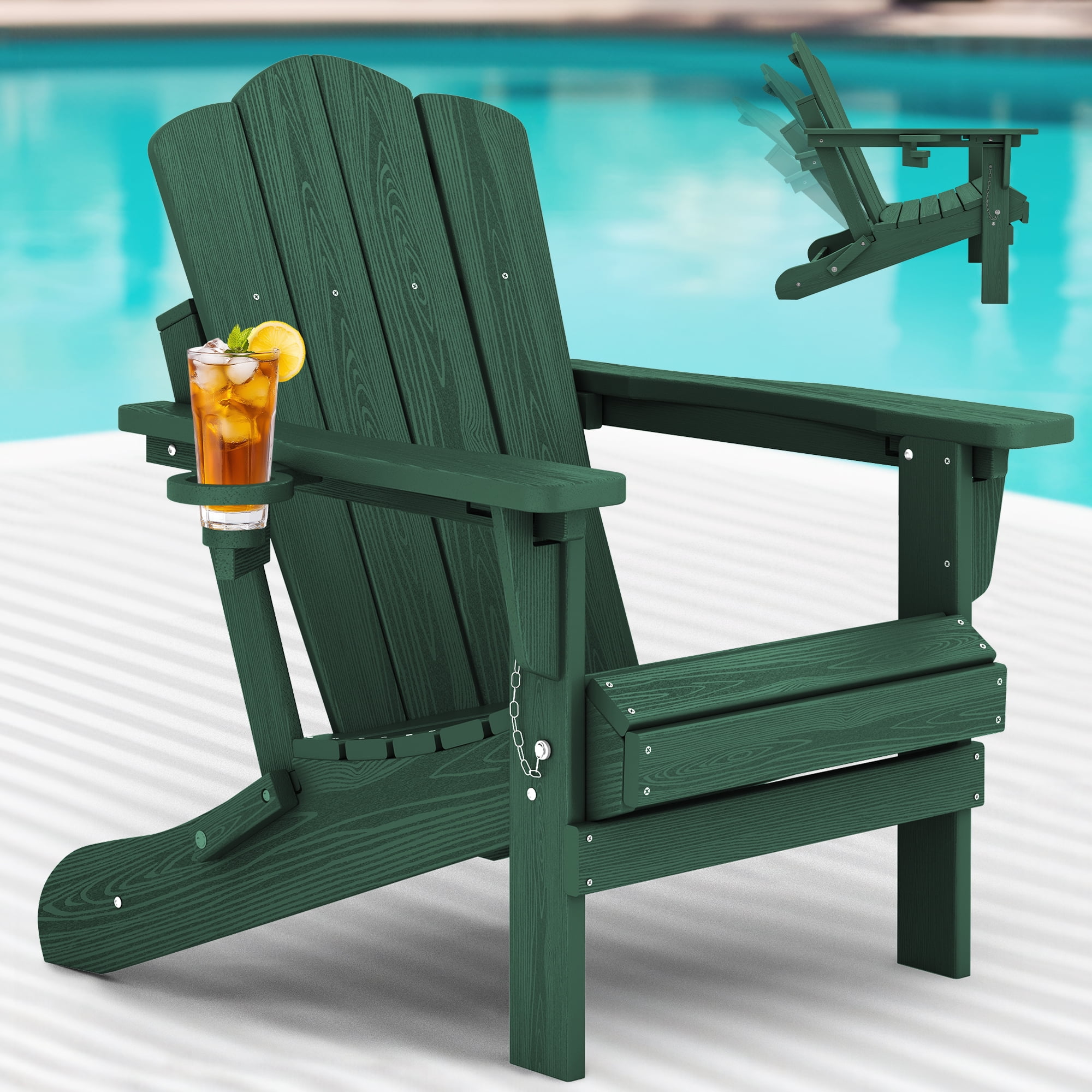 KINGYES Folding Adjustable Adirondack Chair, All Weather Use Reclining ...
