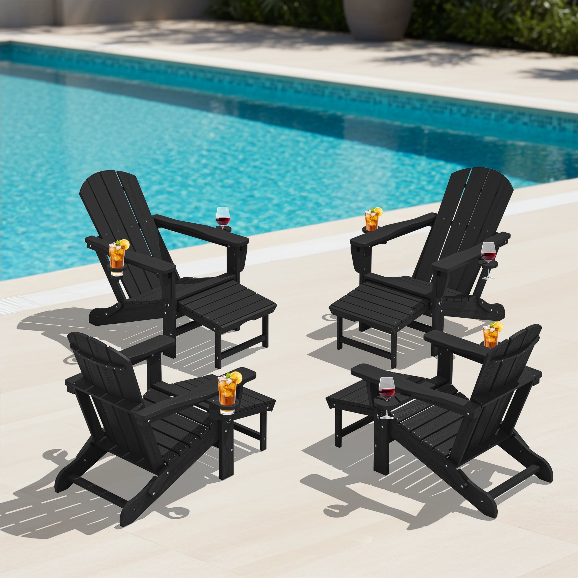 KINGYES Folding Adjustable Adirondack Chair with Retractable Ottoman ...