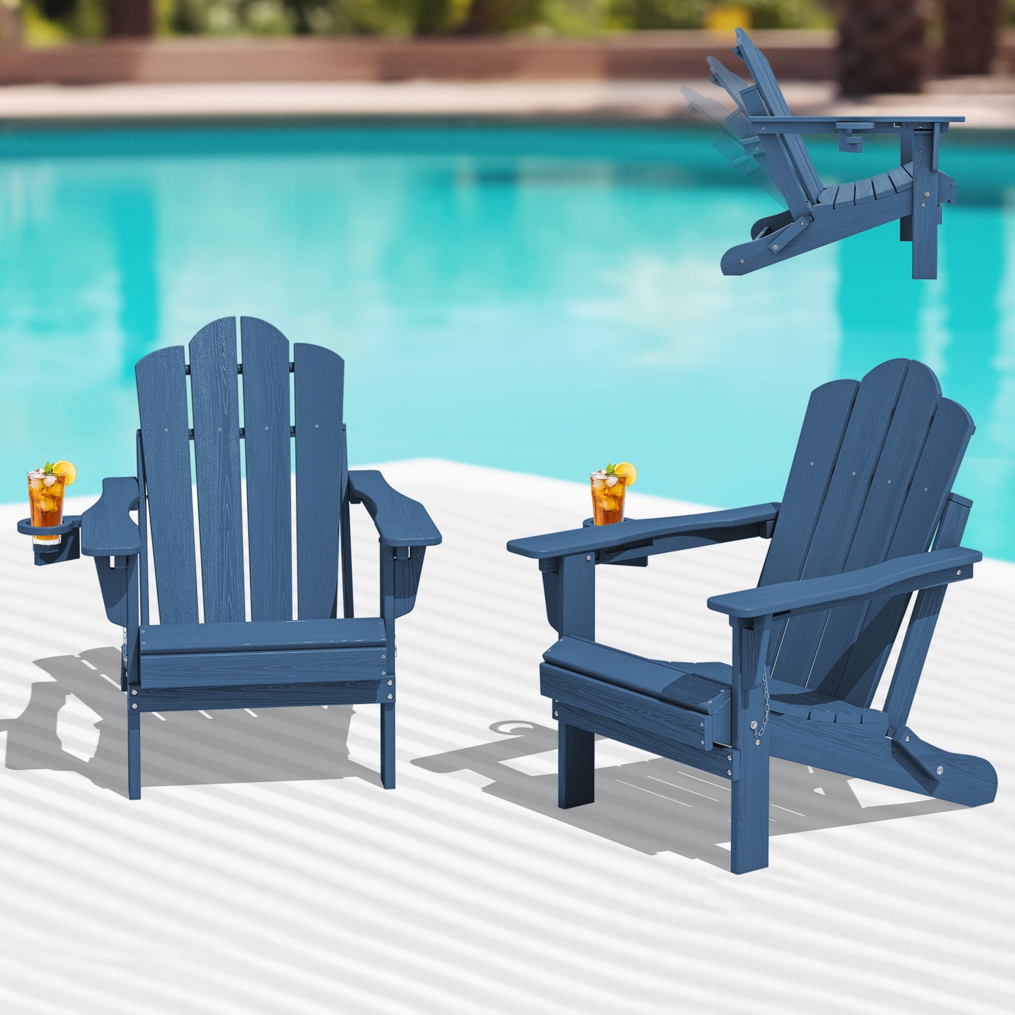 KINGYES Folding Adjustable Adirondack Chairs Set of 2, All Weather Use ...