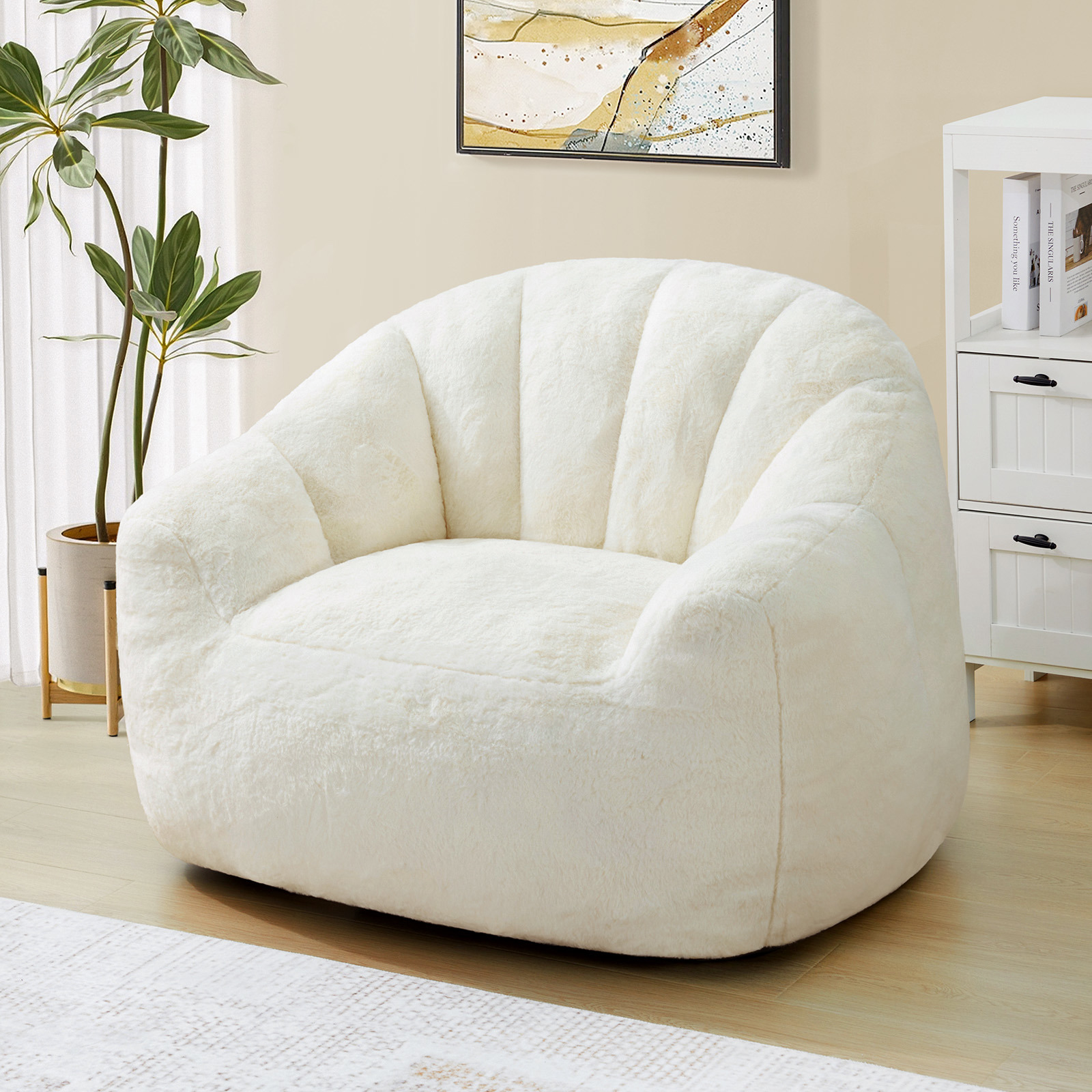 KINGYES Giant Bean Bag Chair, Oversized 3.6 FT Beanbag Chair, No ...