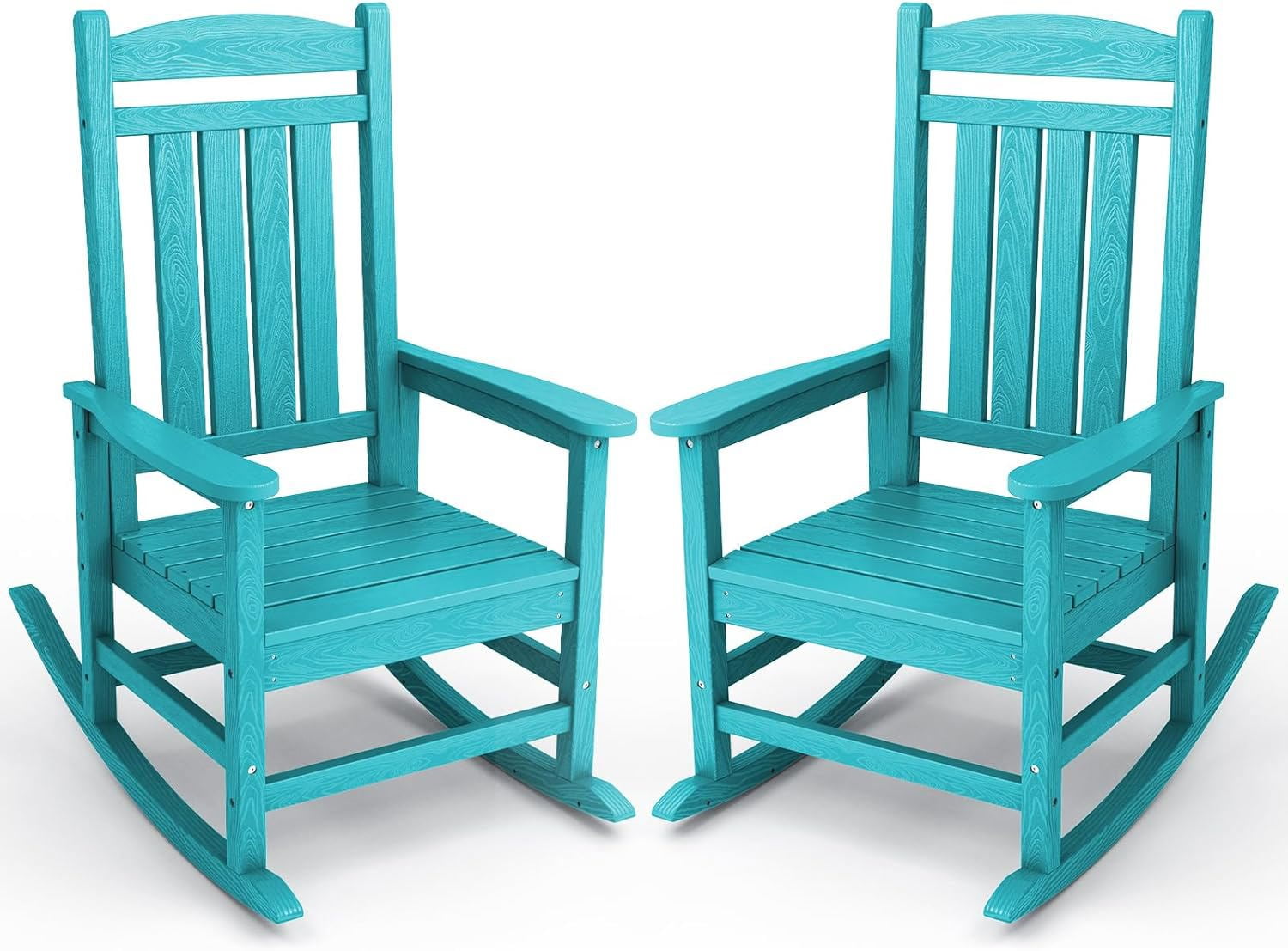 KINGYES HDPE Patio Rocking Chair Set of 2, Outdoor Rocking Chairs Porch ...
