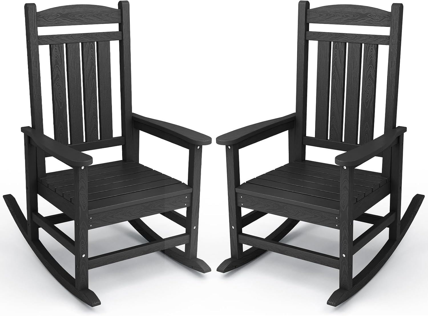 KINGYES HDPE Patio Rocking Chair Set of 2, Outdoor Rocking Chairs Porch ...