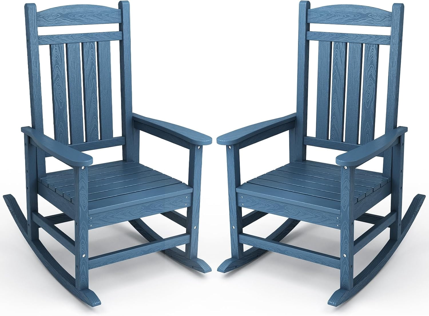 KINGYES HDPE Patio Rocking Chair Set of 2, Outdoor Rocking Chairs Porch ...