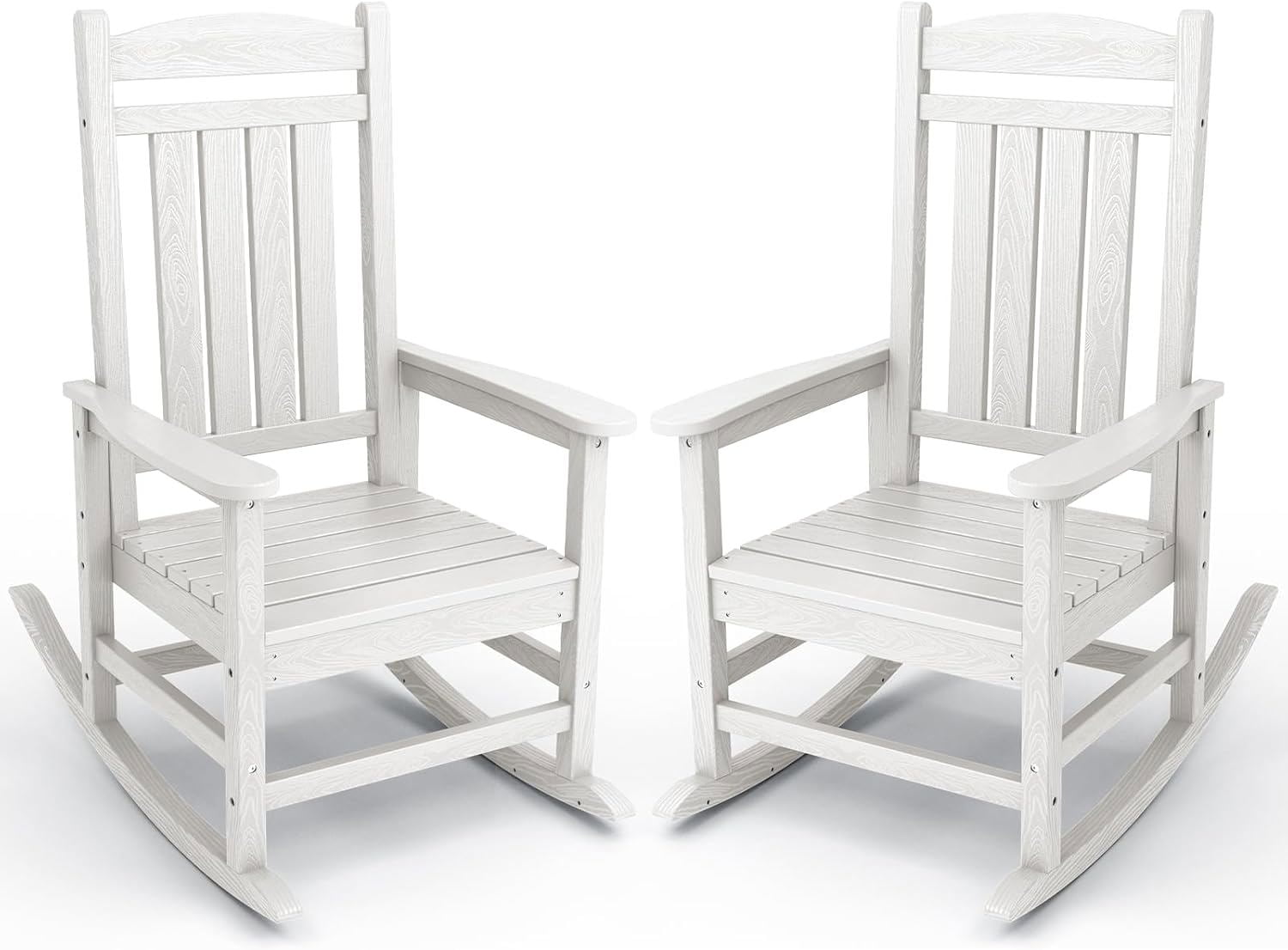 KINGYES HDPE Patio Rocking Chair Set of 2, Outdoor Rocking Chairs Porch ...