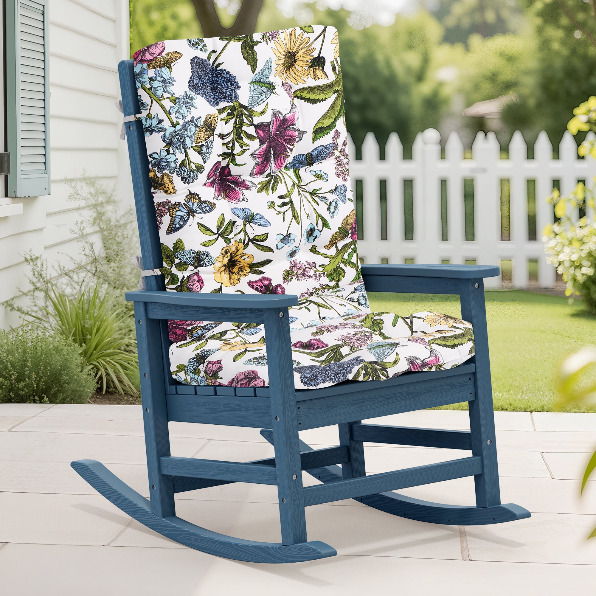 KINGYES HDPE Oversize Outdoor Rocking Chair with Thick Cushion, Porch ...