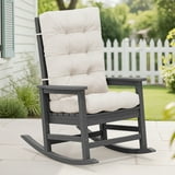 KINGYES HDPE Oversize Outdoor Rocking Chair with Thick Cushion, Porch ...