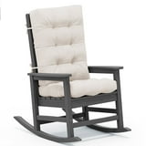 KINGYES HDPE Oversize Outdoor Rocking Chair with Thick Cushion, Porch ...