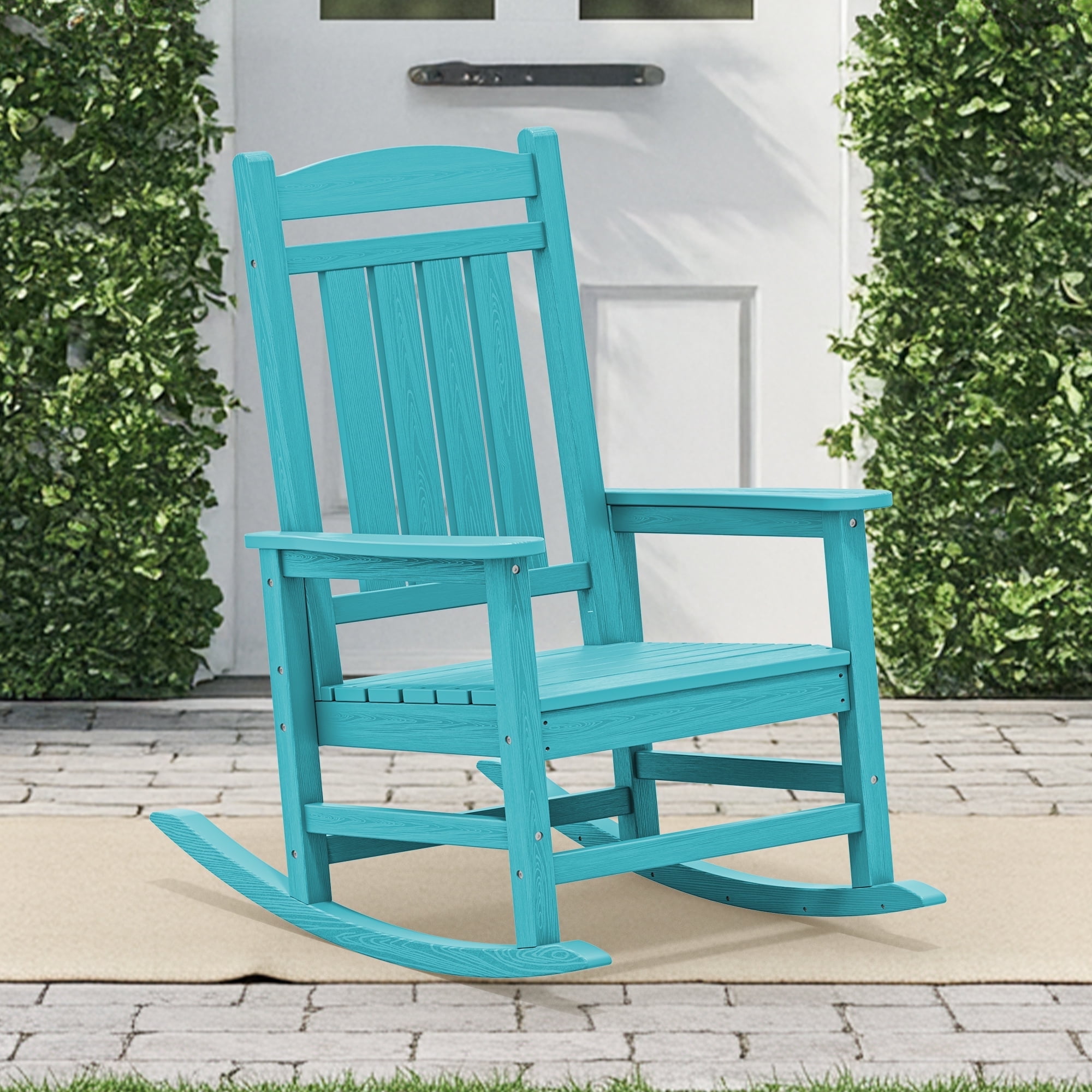 KINGYES HDPE Rocking Chairs Outdoor, Patio Rocking Chairs for Deck Lawn ...