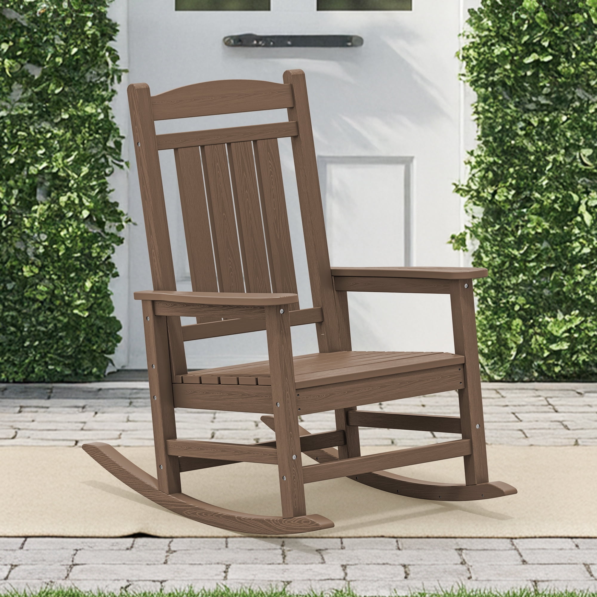 KINGYES HDPE Rocking Chairs Outdoor, Patio Rocking Chairs for Deck Lawn ...