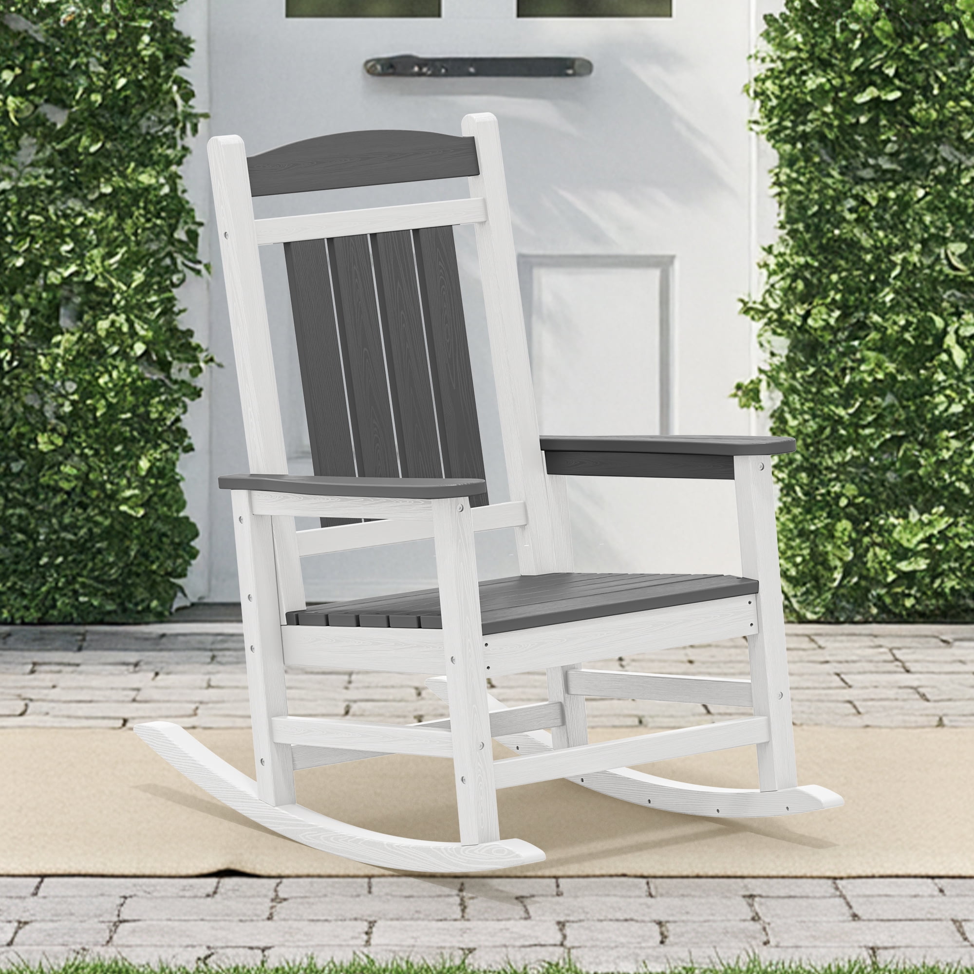 KINGYES HDPE Rocking Chairs Outdoor, Patio Rocking Chairs for Deck Lawn ...