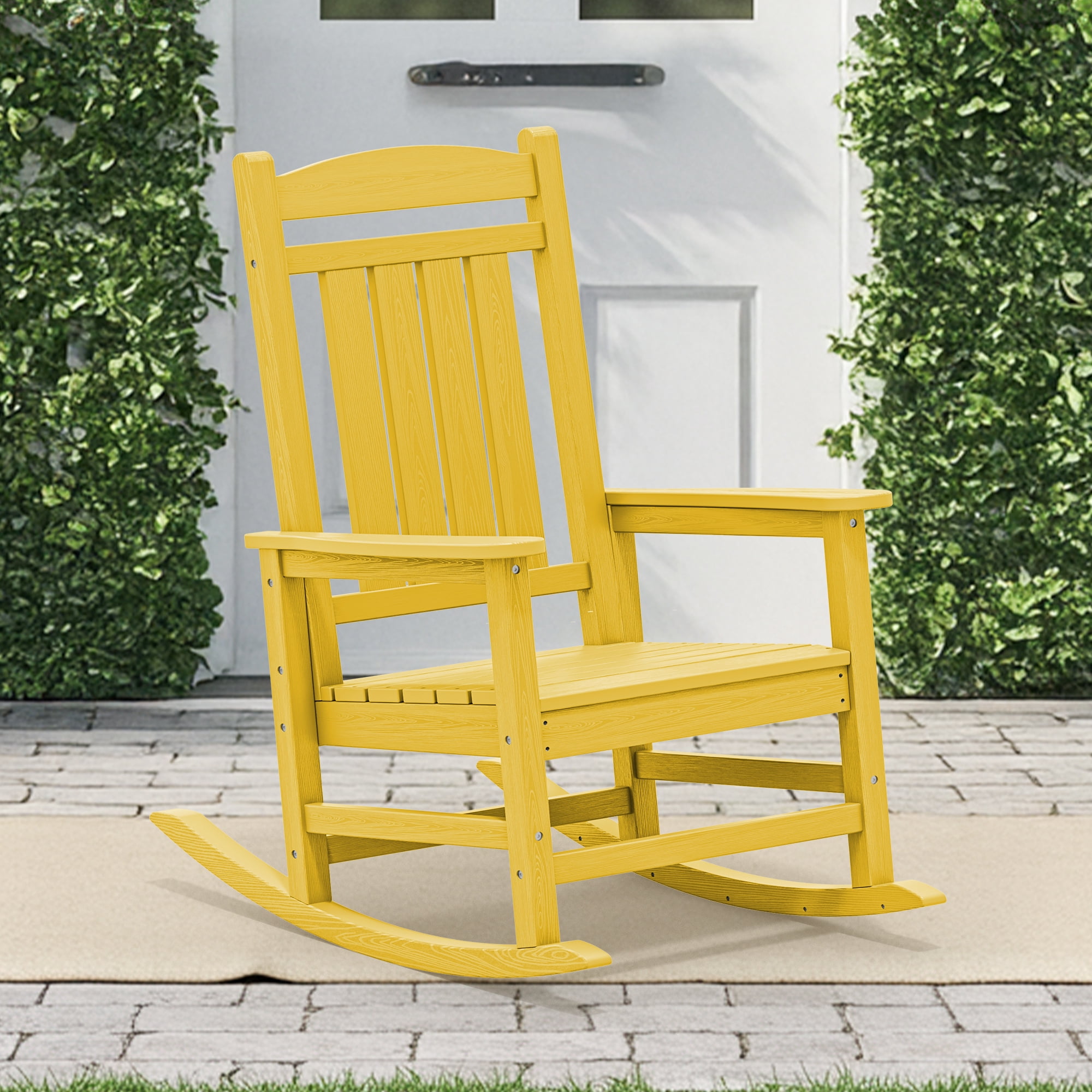 KINGYES HDPE Rocking Chairs Outdoor, Patio Rocking Chairs for Deck Lawn ...