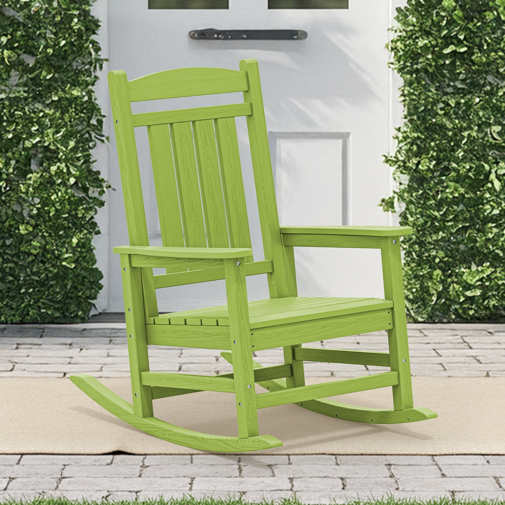 KINGYES HDPE Rocking Chairs Outdoor, Patio Rocking Chairs for Deck Lawn ...