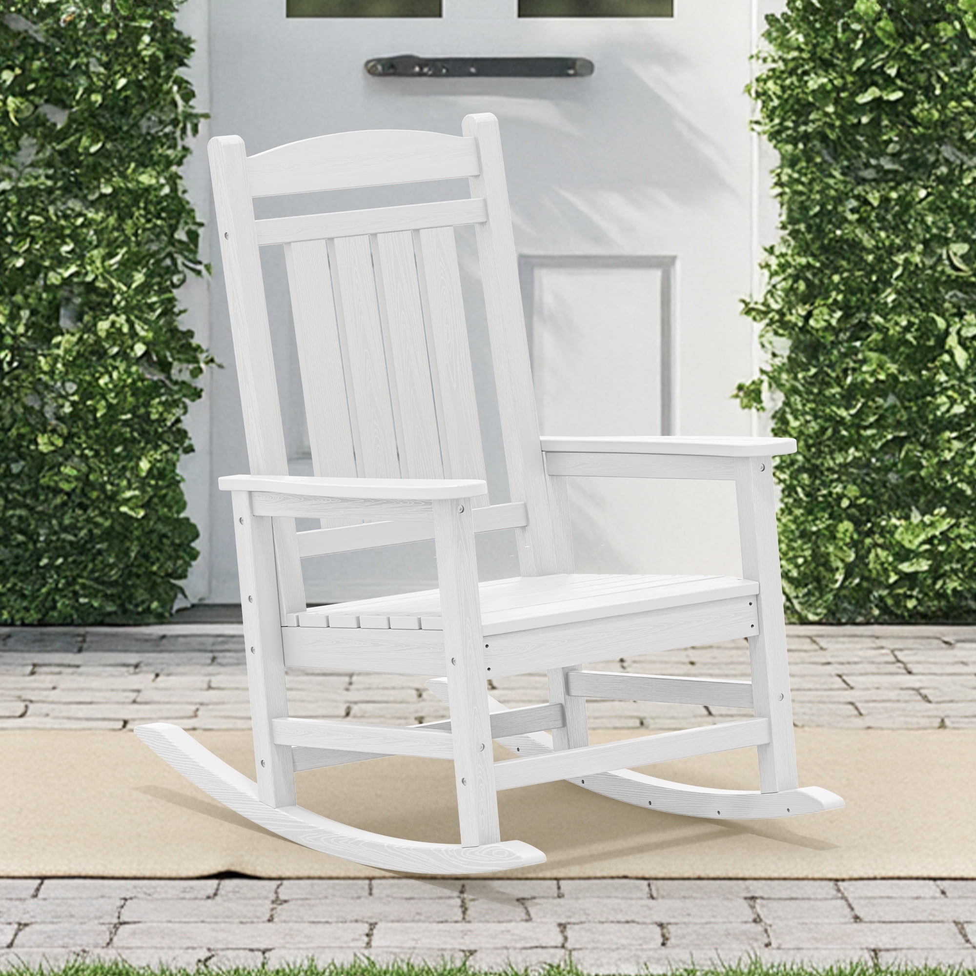 KINGYES HDPE Rocking Chairs Outdoor, Patio Rocking Chairs for Deck Lawn ...
