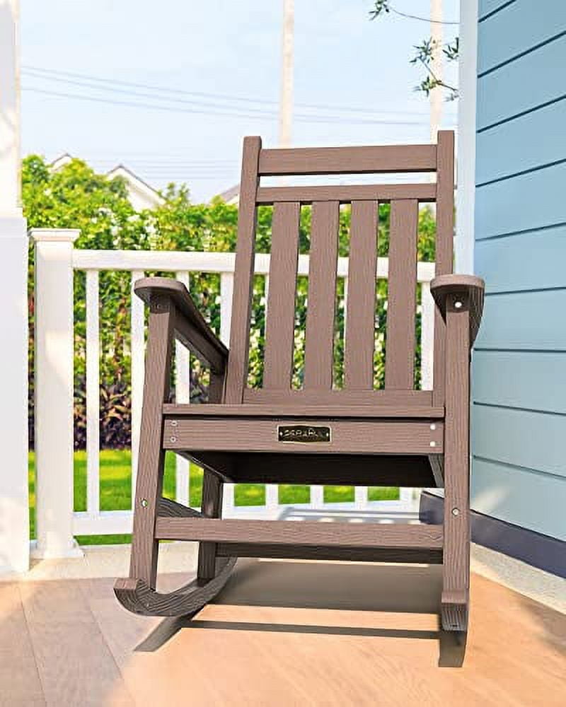 KINGYES Outdoor Oversized Slat Rocking Chair, Brown - Walmart.com