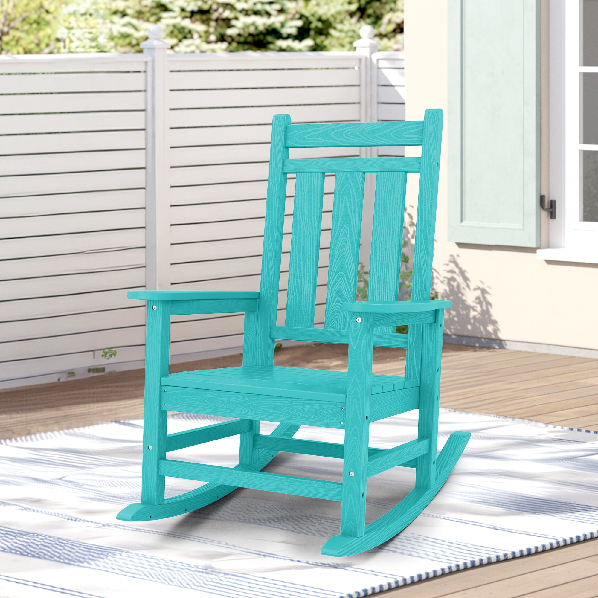KINGYES Outdoor Rocking Chair HDPE All Weather Patio Rocker for Porch ...