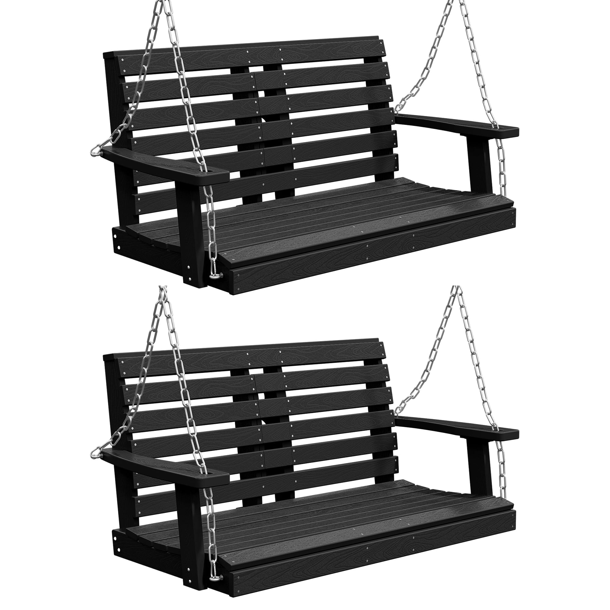 KINGYES, Outdoor Hanging Swing Set, 3 Seats, HDPE Black - Walmart.com