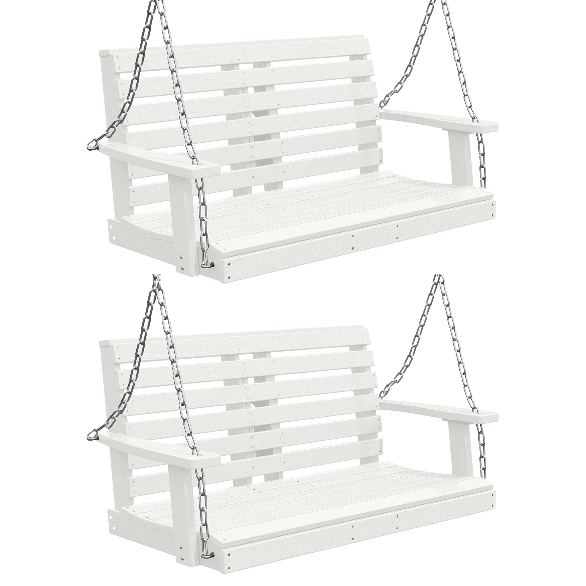 KINGYES Outdoor Patio Swing Set - 2 Seat Hanging Porch Swing with Cup ...