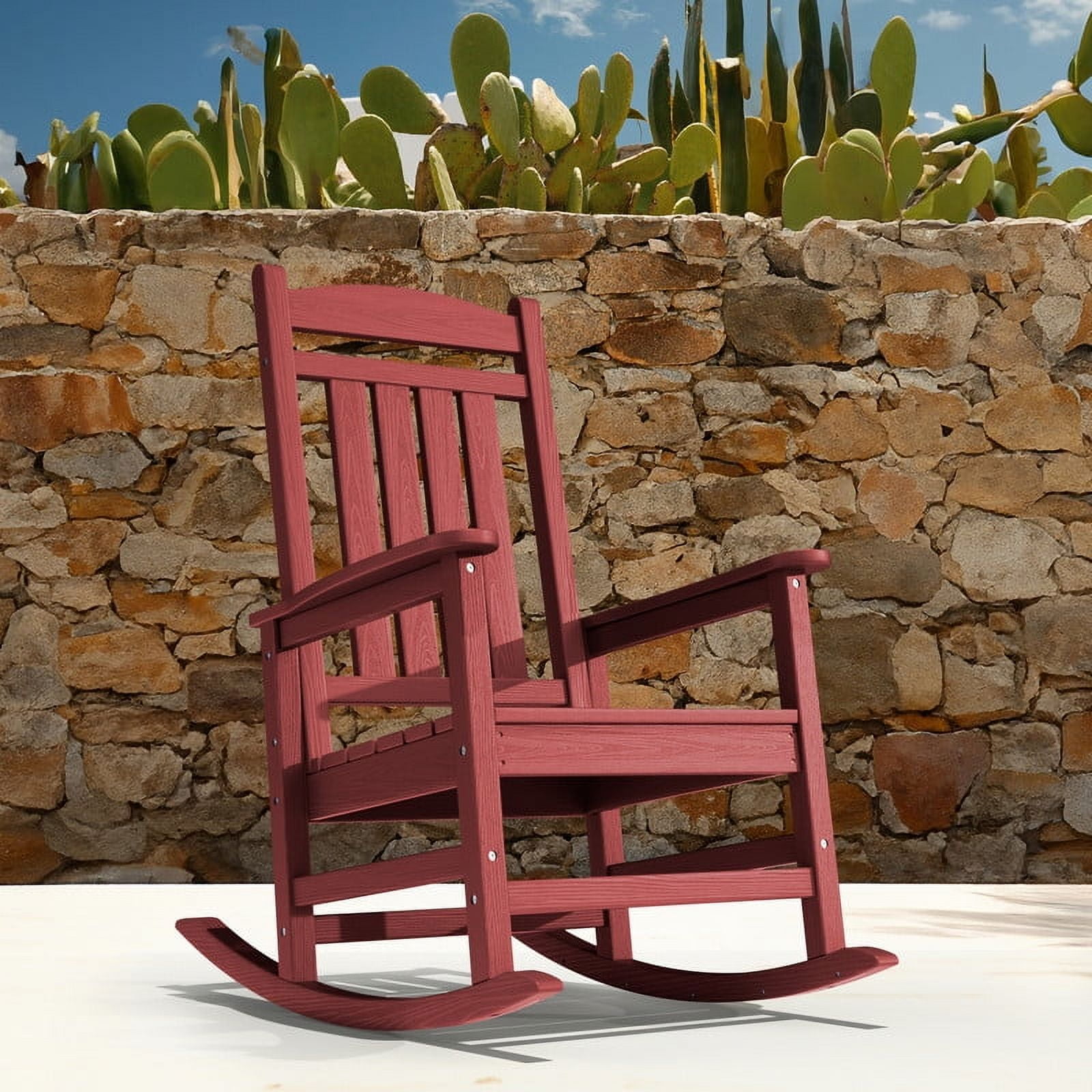 JUSTLET Outdoor Patio Rocking Chair, HDPE Plastic Porch Rocker, Deep ...