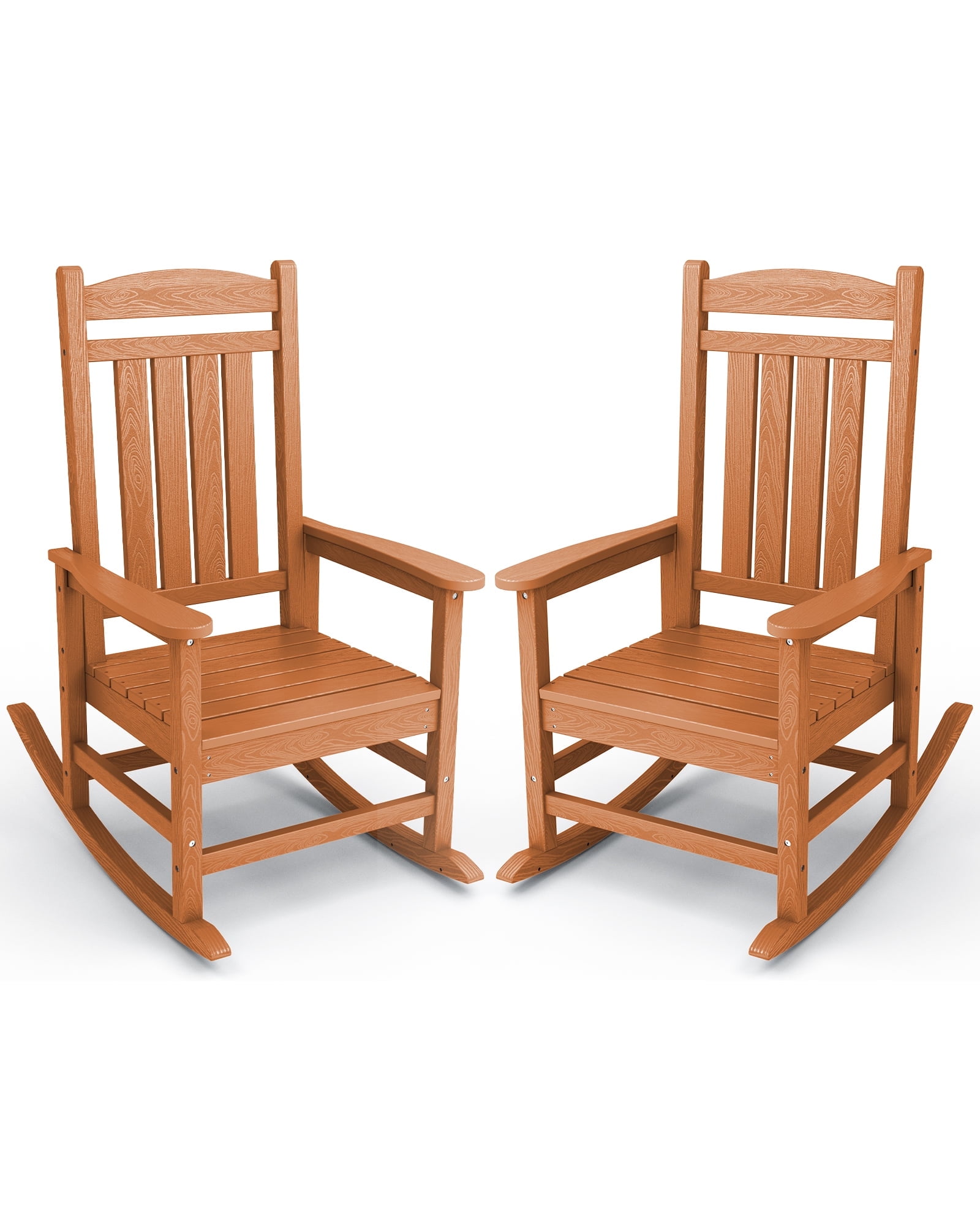 KINGYES Outdoor Rocking Chair Set of 2, High Density Polyethylene Patio ...