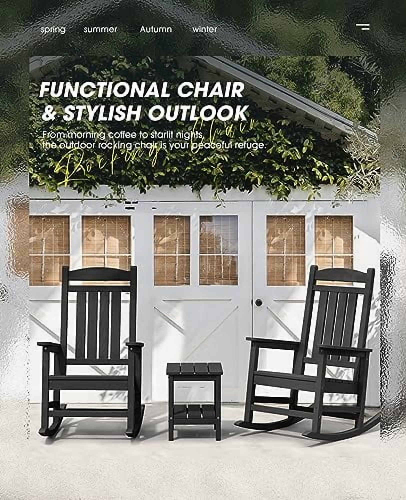 KINGYES Outdoor Rocking Chairs, HDPE All-Weather Patio Rocking Chairs ...