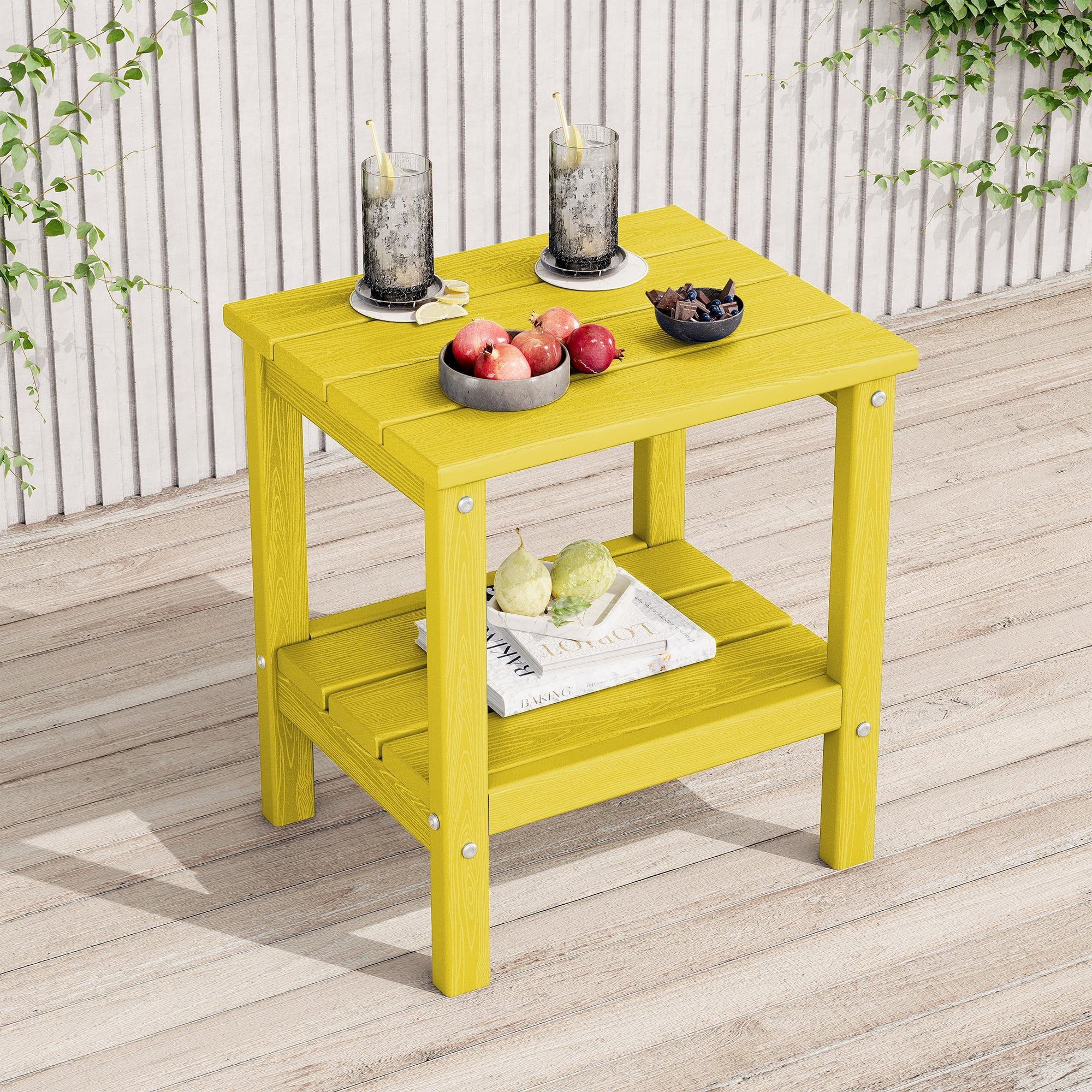 KINGYES 2-Tier Outdoor Side Table, HDPE All Weather Adirondack Small ...