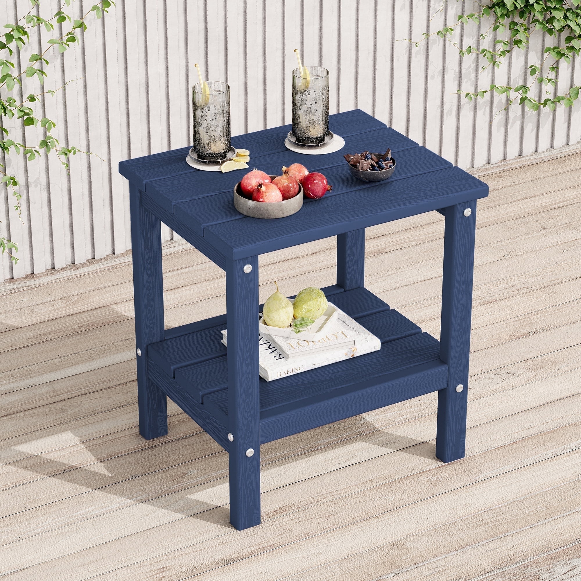KINGYES 2-Tier Outdoor Side Table, HDPE All Weather Adirondack Small ...
