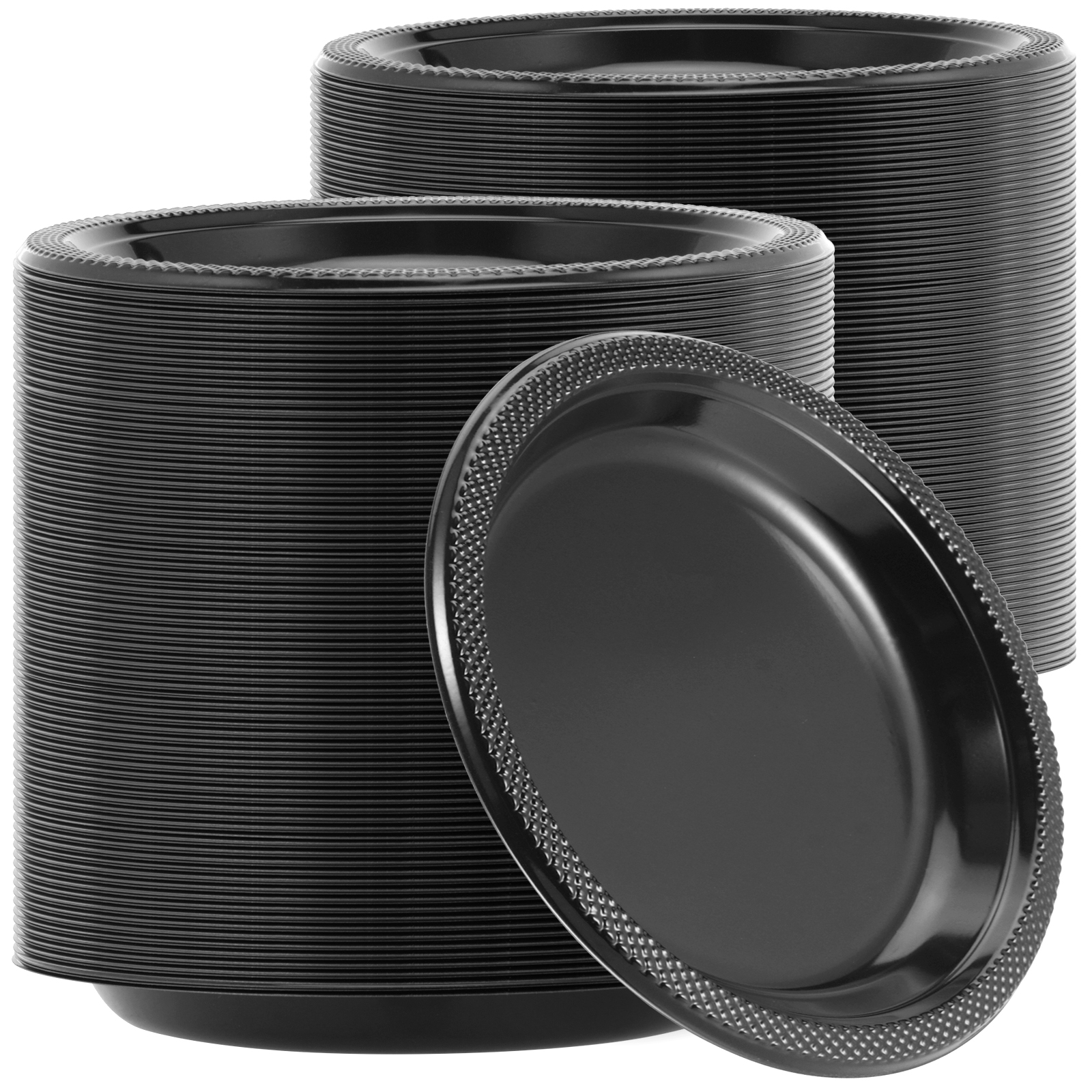 Efavormart 10 Pack - 10" Black Square Disposable Plastic Dinner Plates ...