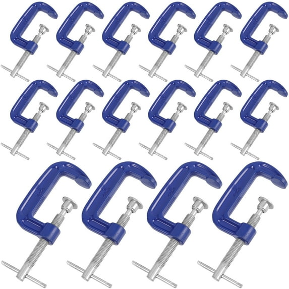 KINJOEK 16 PCS 2 Inches C Clamp, Blue Heavy Duty Malleable Iron C-Clamp ...