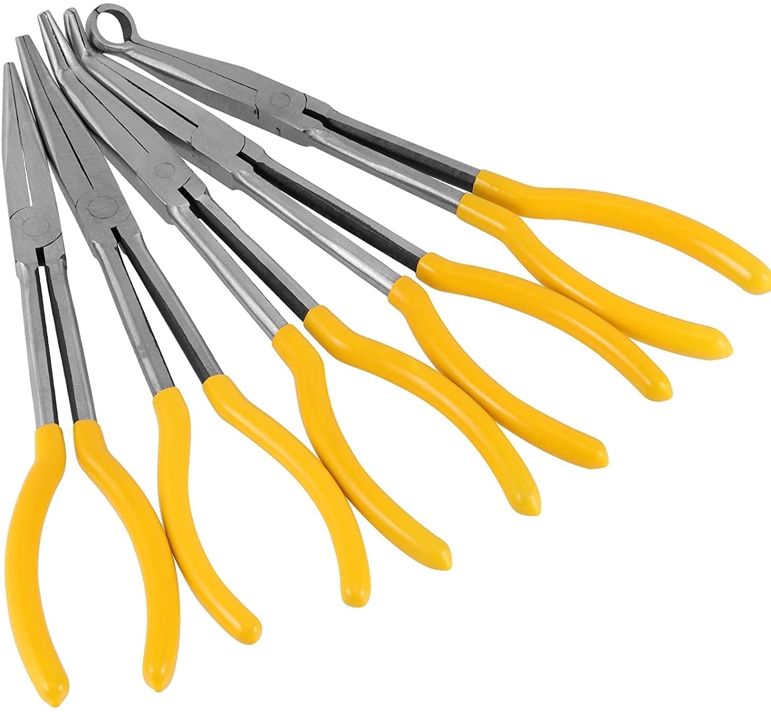 KINJOEK 5 PCS 11 Inch Long Needle Nose Pliers Set - Straight, 25, 45 ...