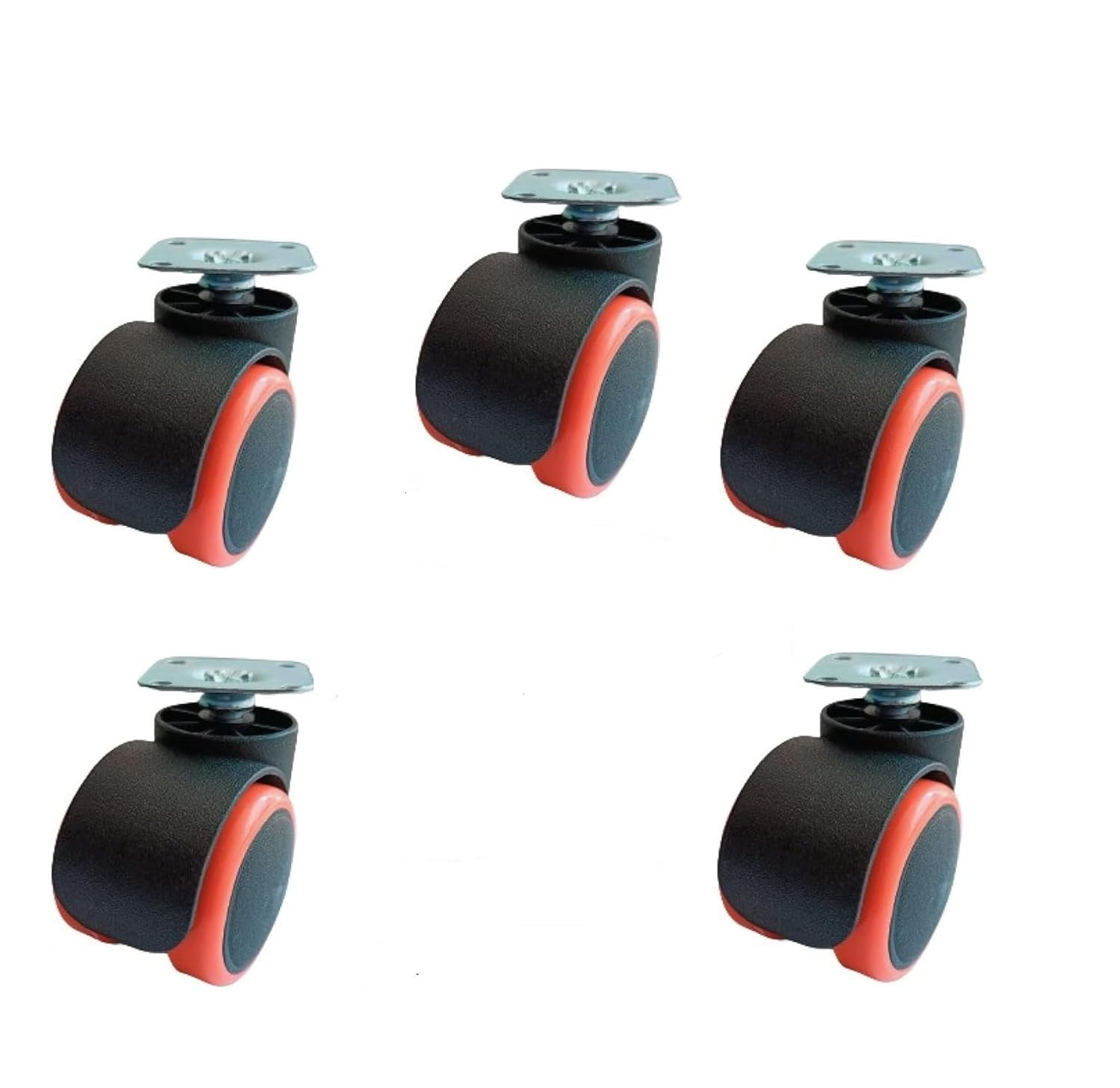 KINLIVES Heavy Duty Plate Type Nylon Office Chair Wheels Set of 5 Black ...