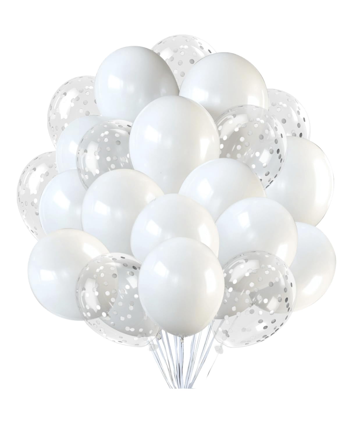 KINNO 100 Pcs 12 inch White balloons and 10 Pcs White Confetti Balloon ...