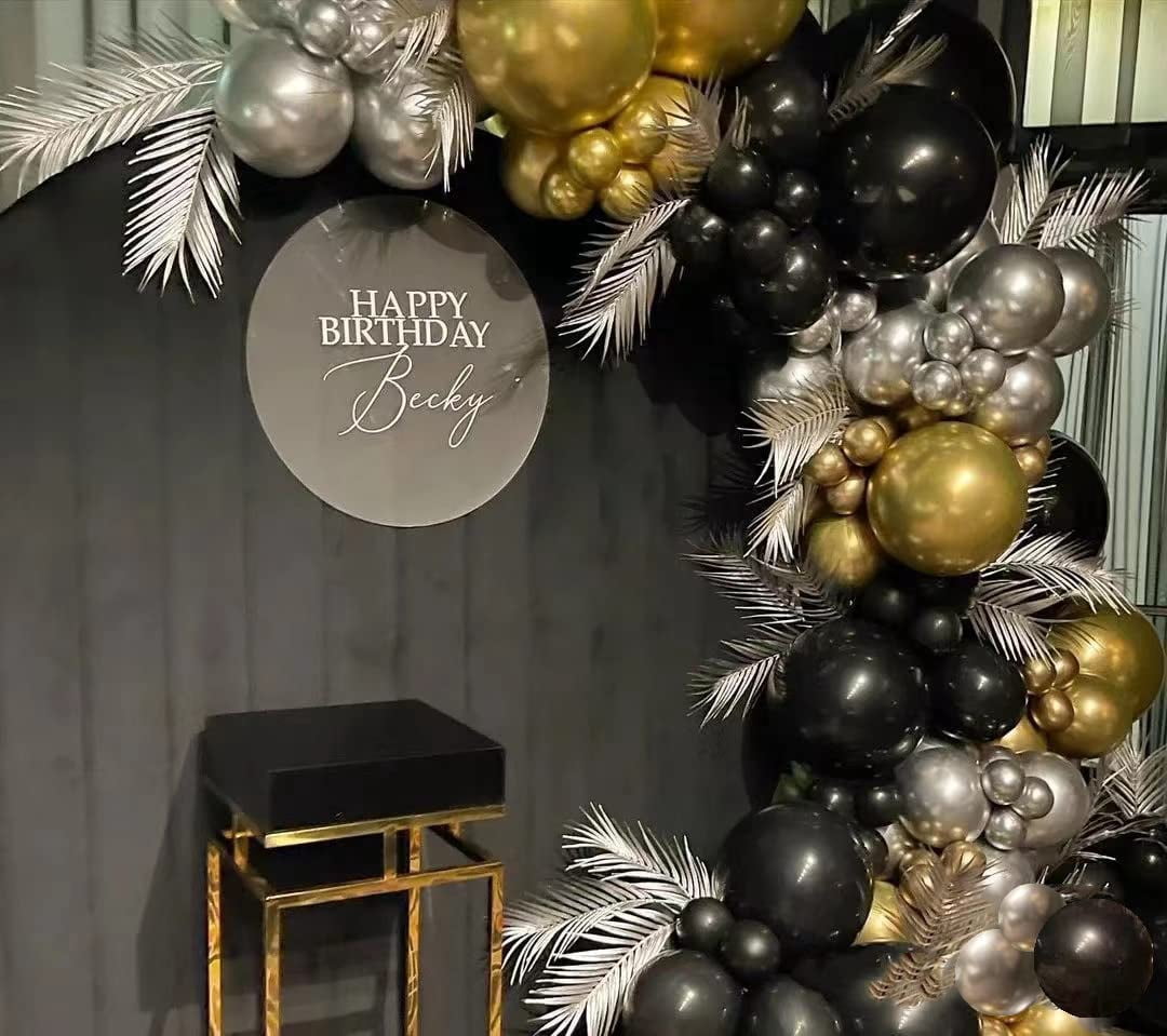 KINNO 116pcs Black Gold Silver Chrome Balloon Garland Arch Kit for ...