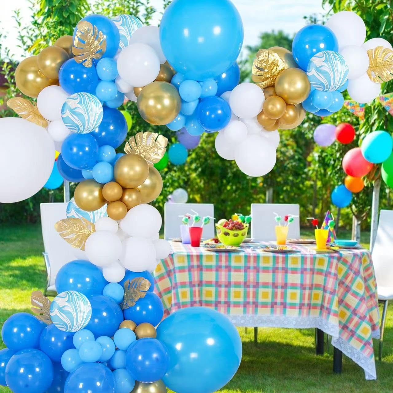 KINNO 129Pcs sky blue macaroon latex birthday balloon chain, exquisite ...