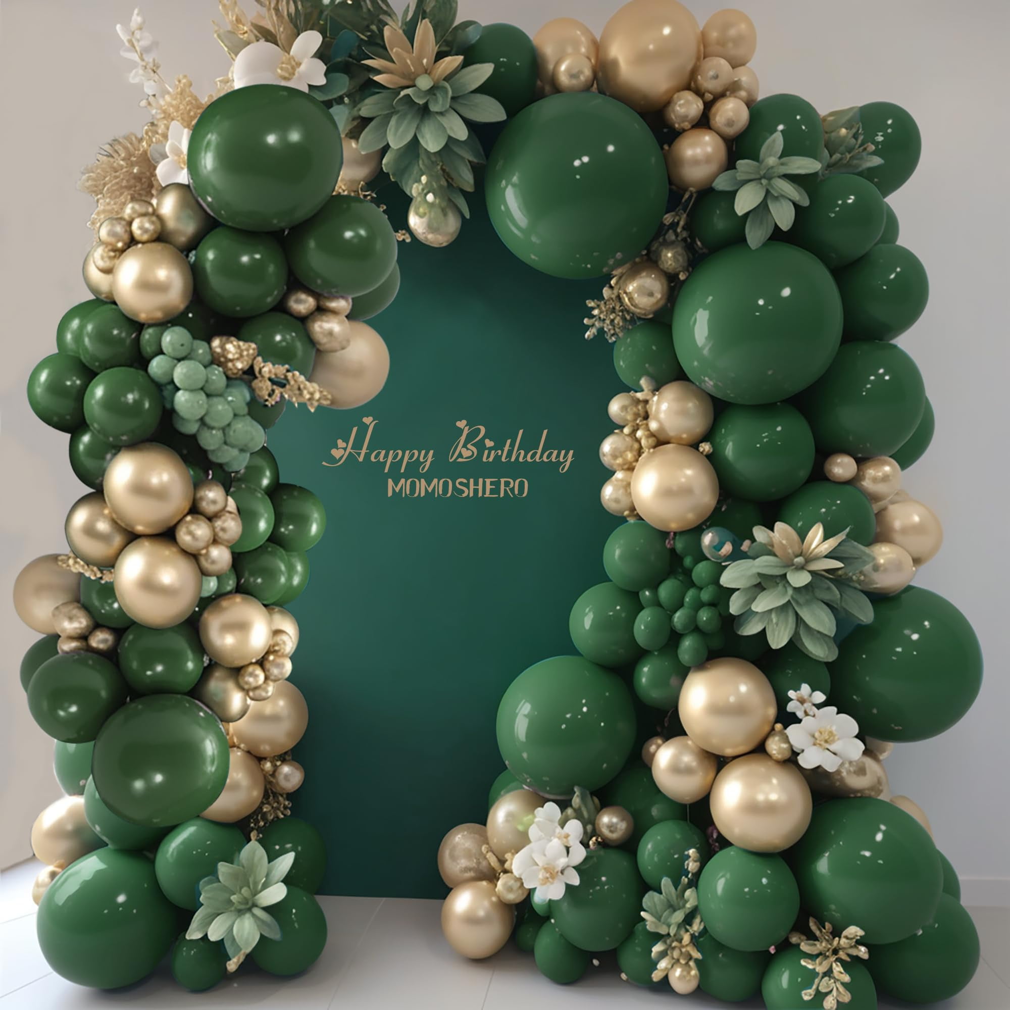 KINNO 137Pcs Green and Gold Balloons Arch Garland Kit, Dark Emerald ...