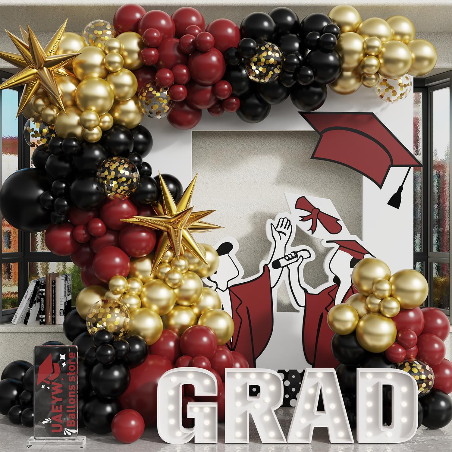 KINNO 139Pcs Burgundy and Gold Balloon Arch Garland Kit for Graduation ...