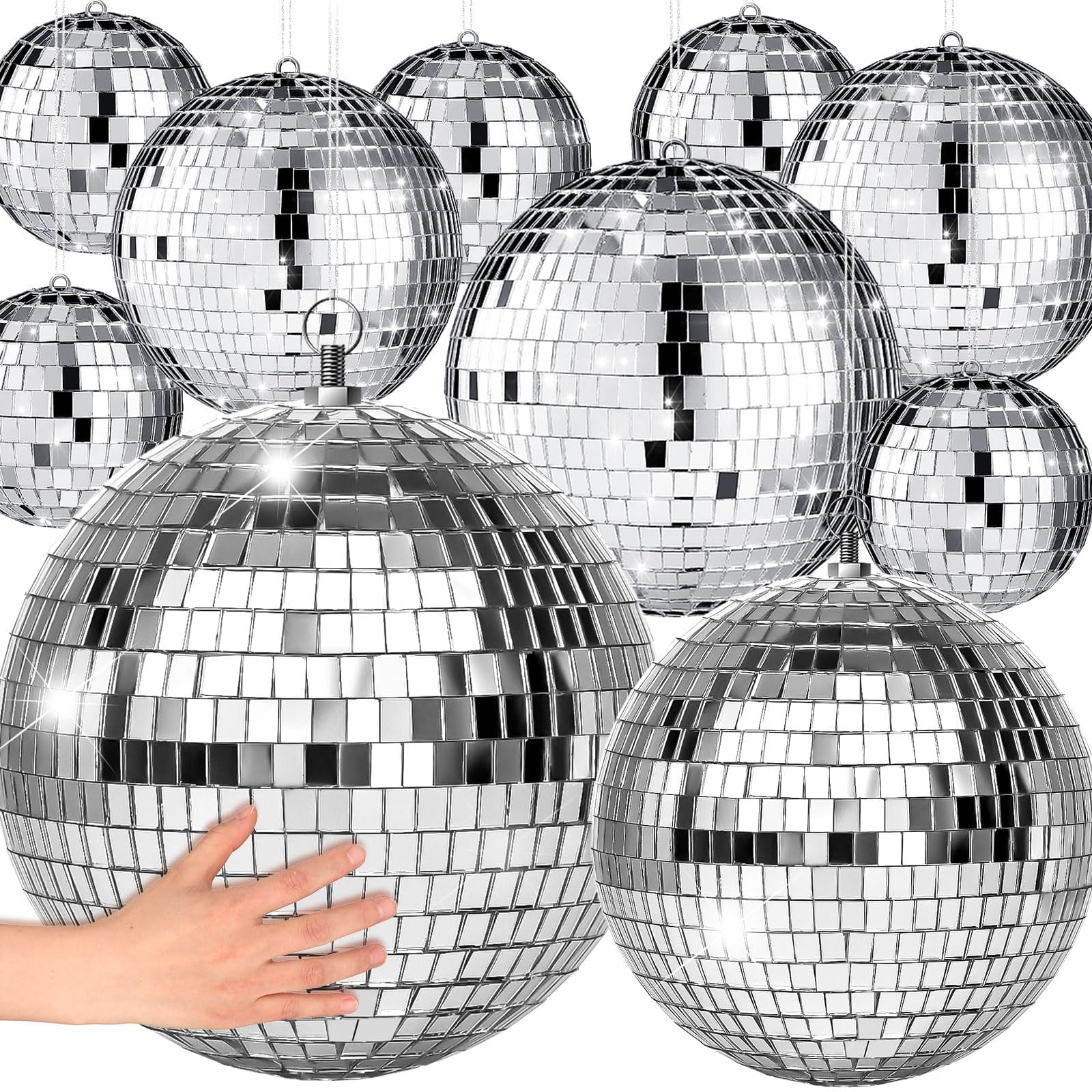KINNO 17 Pack Large Disco Ball Small Hanging Mirror Disco Decorations ...