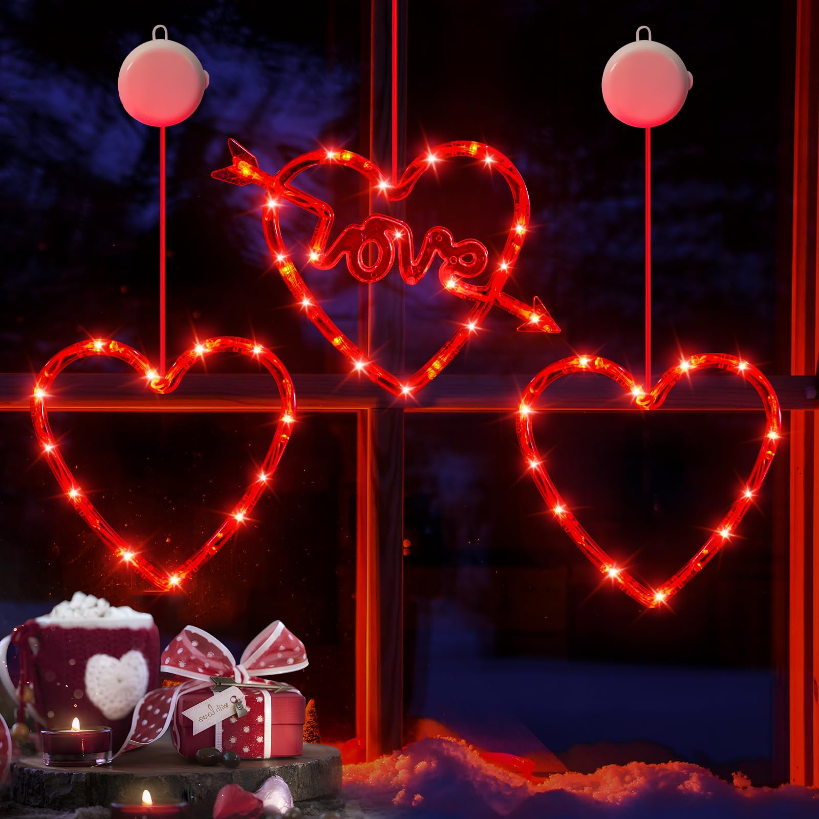 KINNO 3 Pack Valentines Day Window Lights Decorations with Timer ...