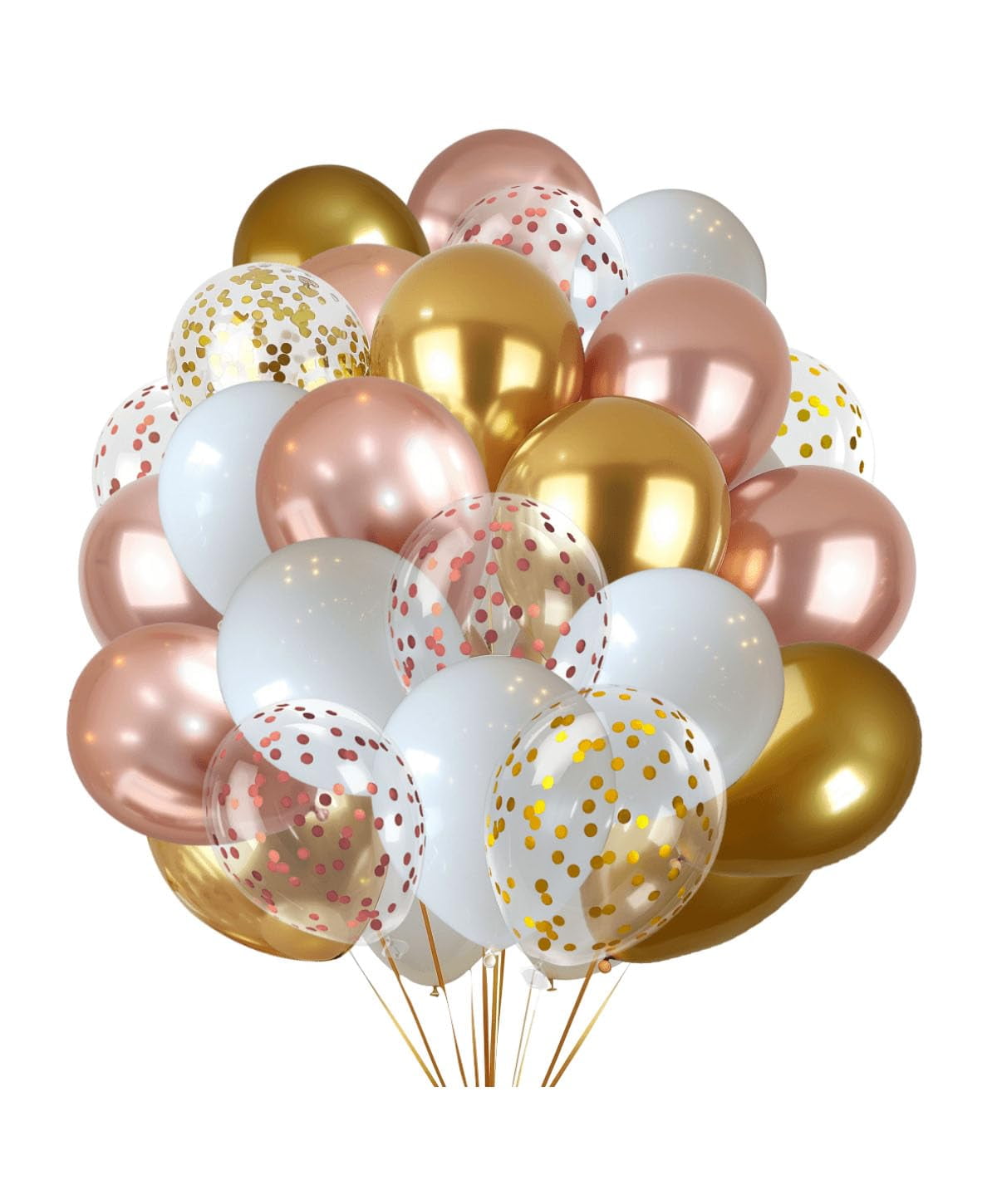 KINNO 300 Pcs Rose Gold Confetti Balloons Set Lncludes 12 inch Gold White Rose Gold and Gold ...