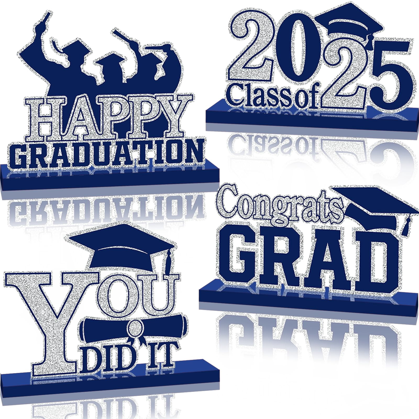 KINNO 4Pcs Graduation Decorations Class of 2025 Wood Table Centerpieces ...