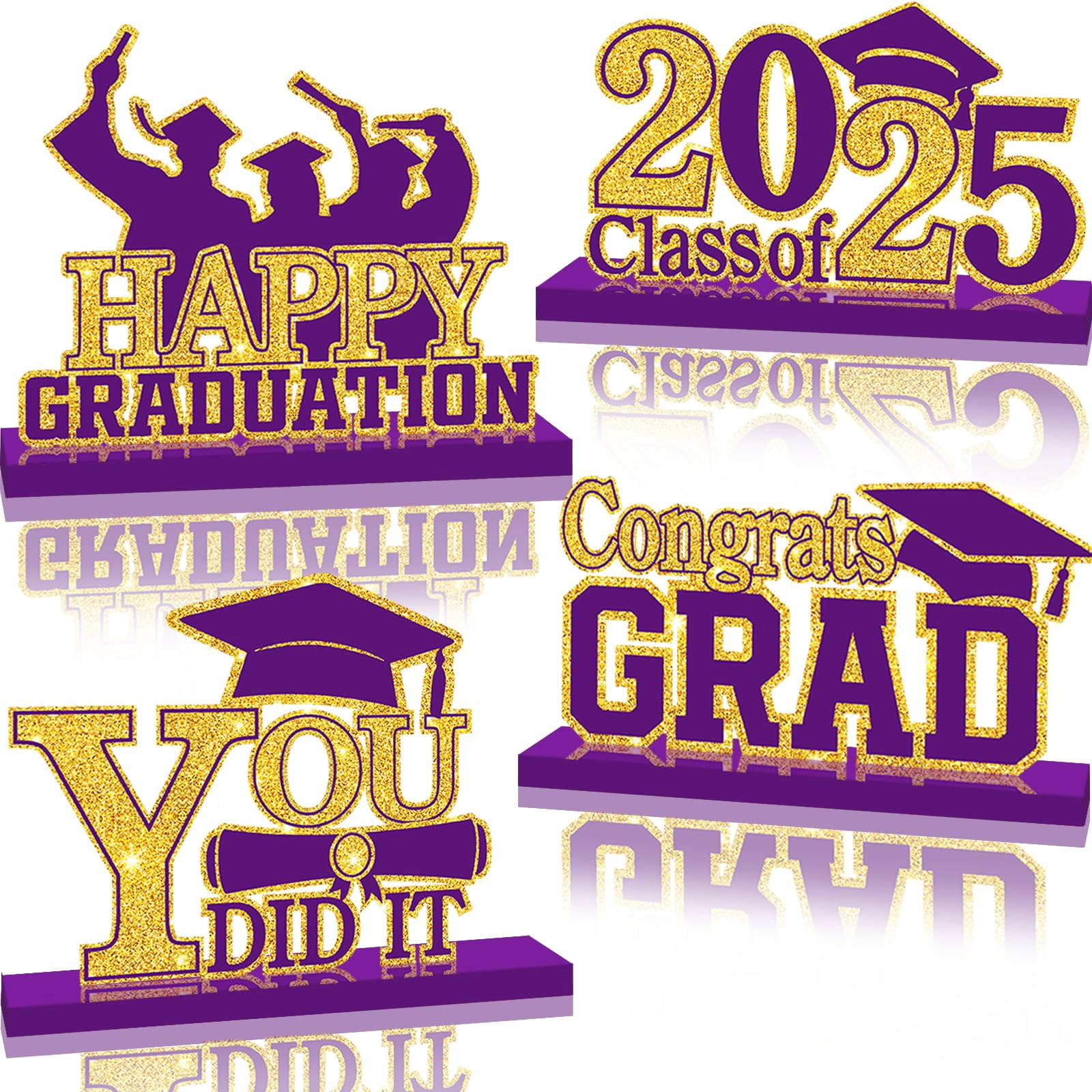 KINNO 4Pcs Graduation Decorations Class of 2025 Wood Table Centerpieces ...