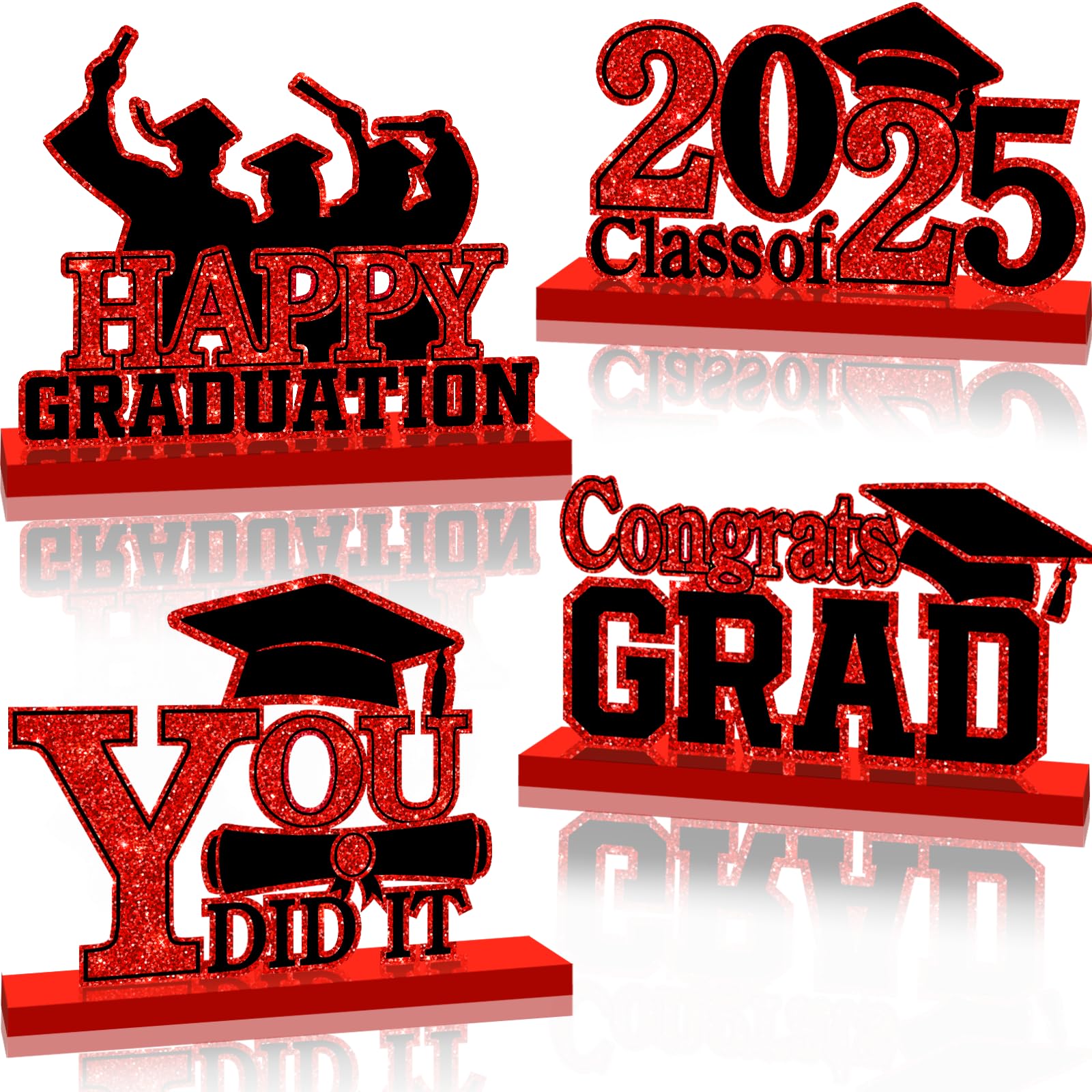 KINNO 4Pcs Graduation Decorations Class of 2025 Wood Table Centerpieces ...
