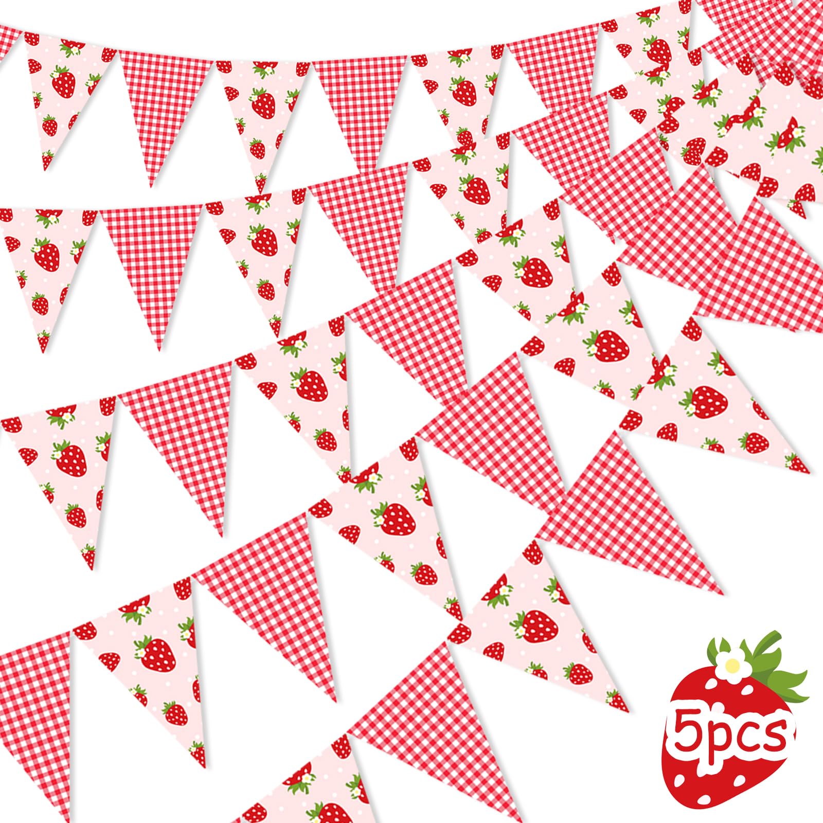 KINNO 5 Pieces Strawberry Pennant Banners - Pre-Strung Strawberry ...