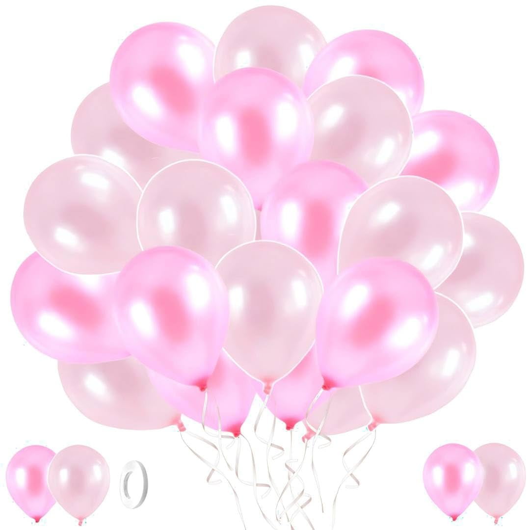 KINNO 50 Pcs Pink Balloons Set for Parties, Hot Pink & Pink Pearl ...