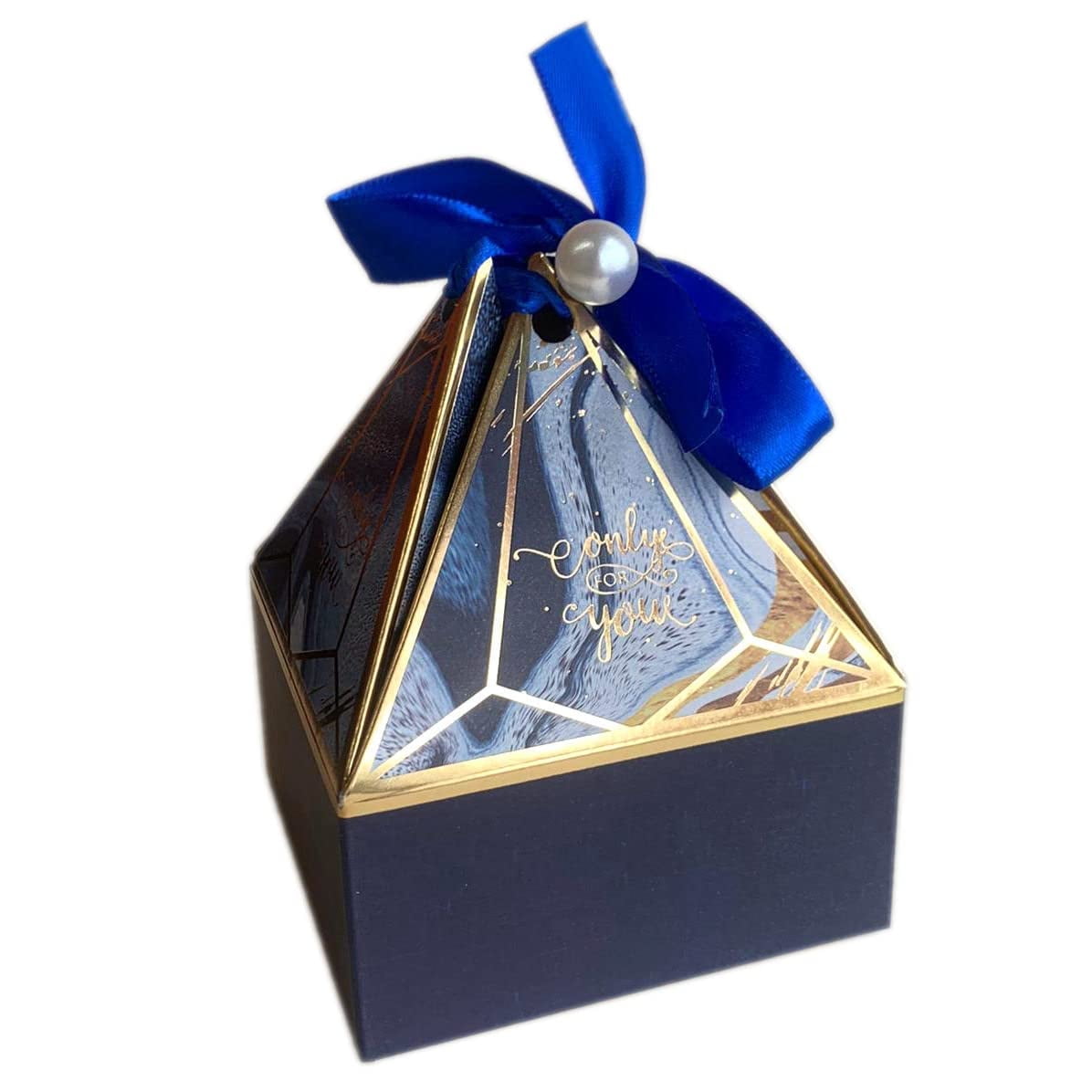 KINNO 50pcs Navy Blue Gem Tower Birthday Wedding Party Favor Boxe with ...