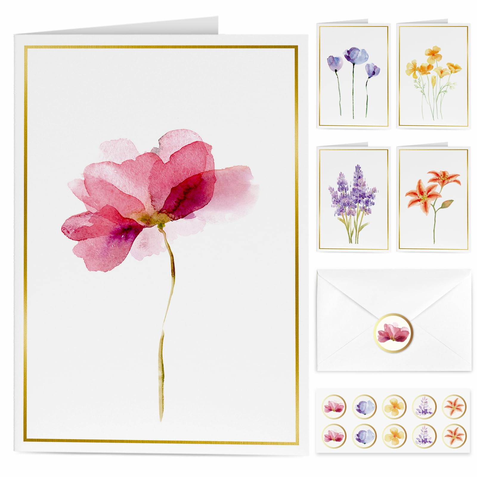KINNO Blank Cards, 30 Pack Blank Greet Cards, Elegant Gold Foil Blank ...