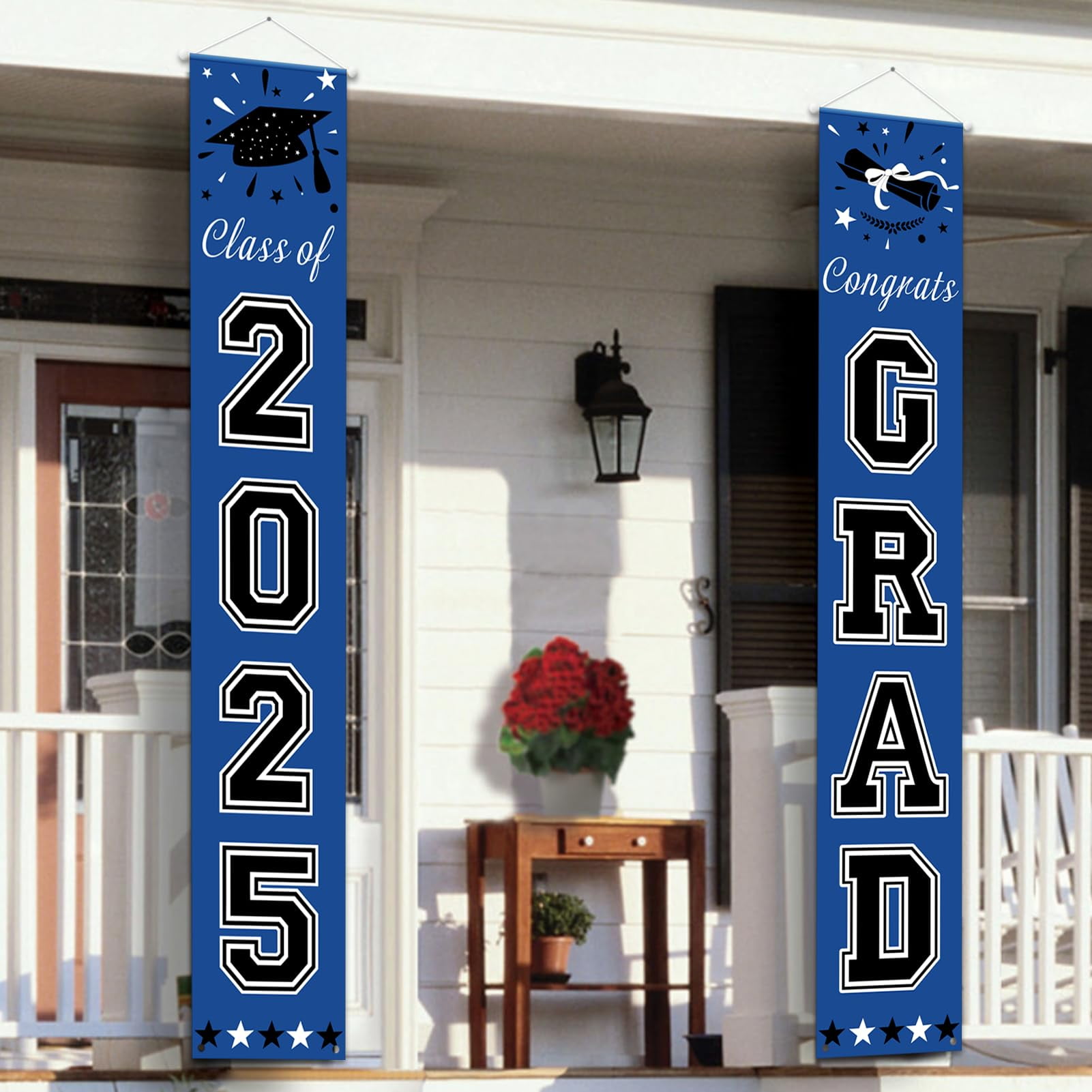 KINNO Blue Graduation Decorations 2025, Congrats Grad Porch Banner for ...